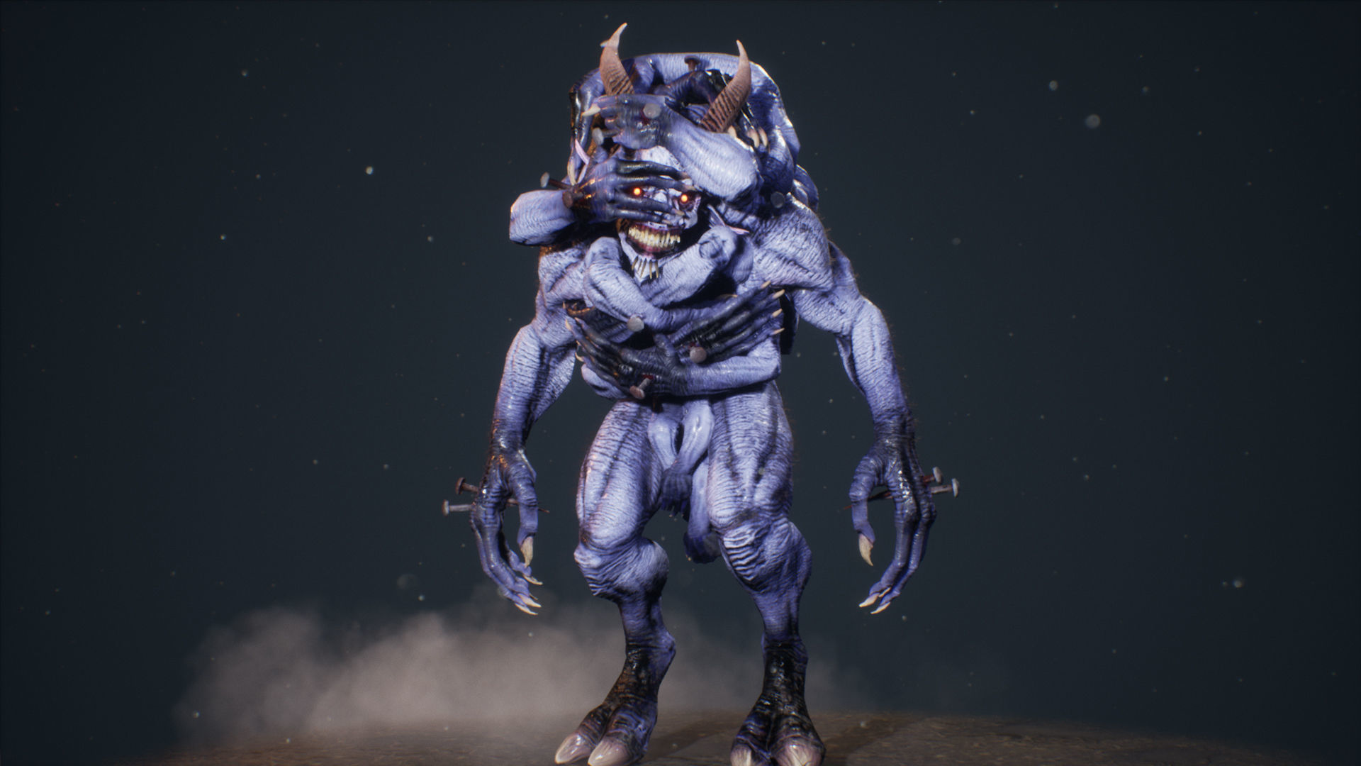 3D model Demon 5 many-armed creature VR / AR / low-poly rigged animated ...