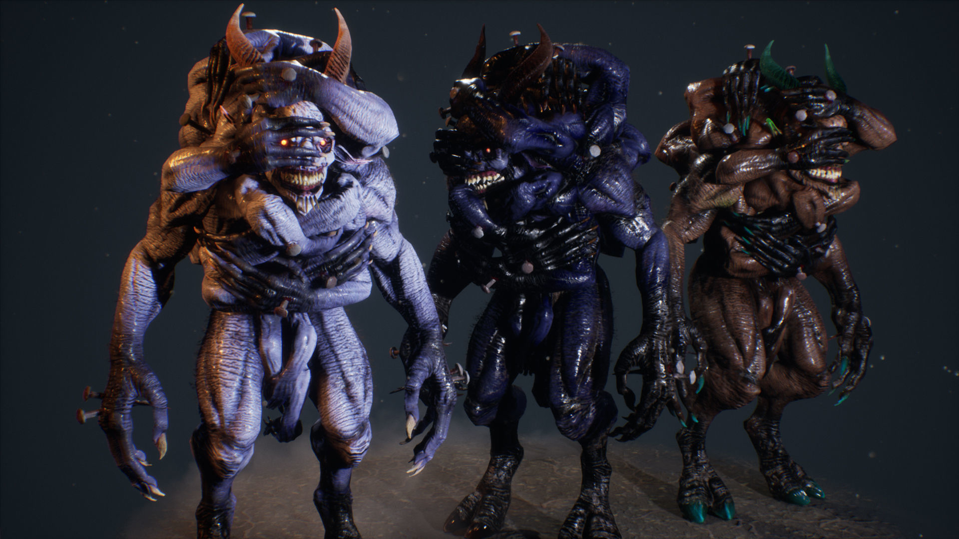 3D model Demon 5 many-armed creature VR / AR / low-poly rigged animated ...