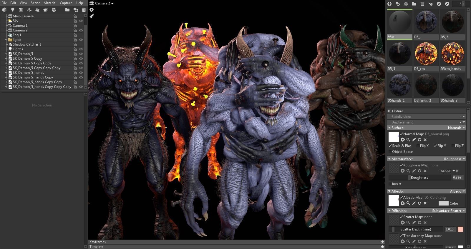3D model Demon 5 many-armed creature VR / AR / low-poly rigged animated ...