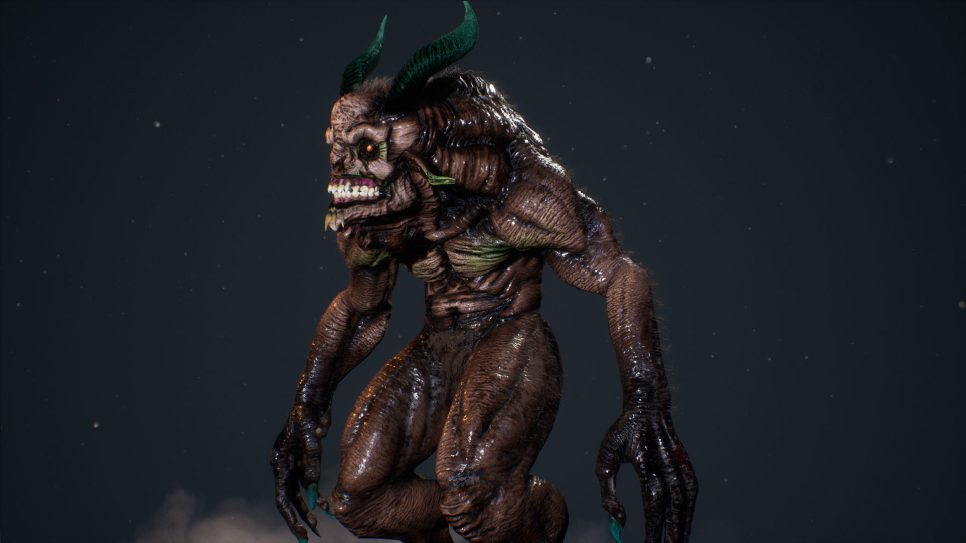 3D model Demon 5 many-armed creature VR / AR / low-poly rigged animated ...