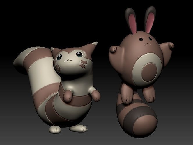 Pokemon Sentret and Furret 3D model 3D printable | CGTrader