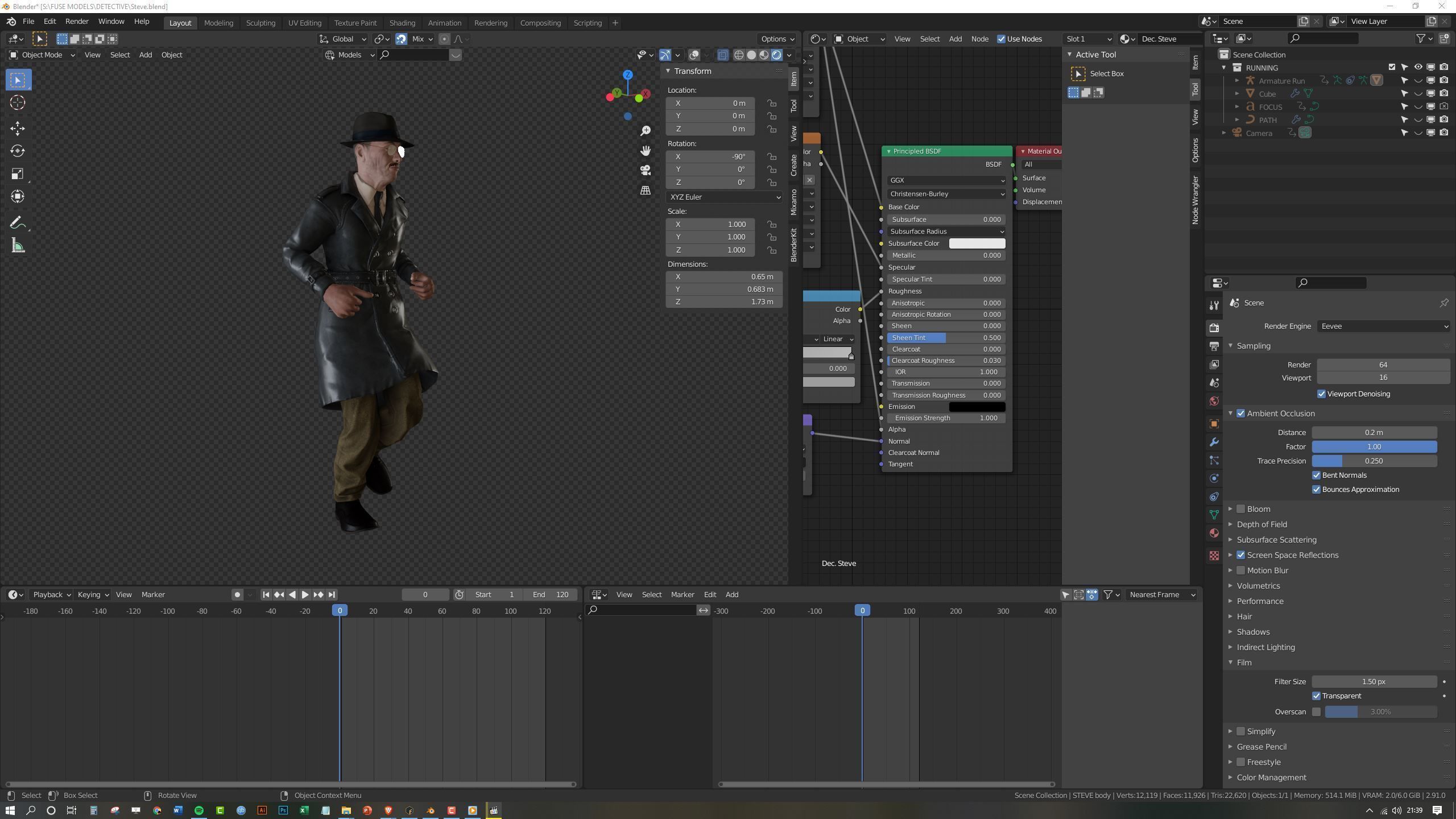 3D model Realistic Detective Officer character rigged 3d model LOW POLY ...