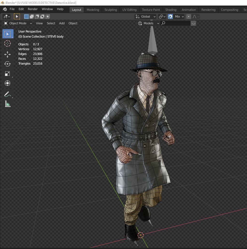 3D model Realistic Detective Officer character rigged 3d model LOW POLY ...