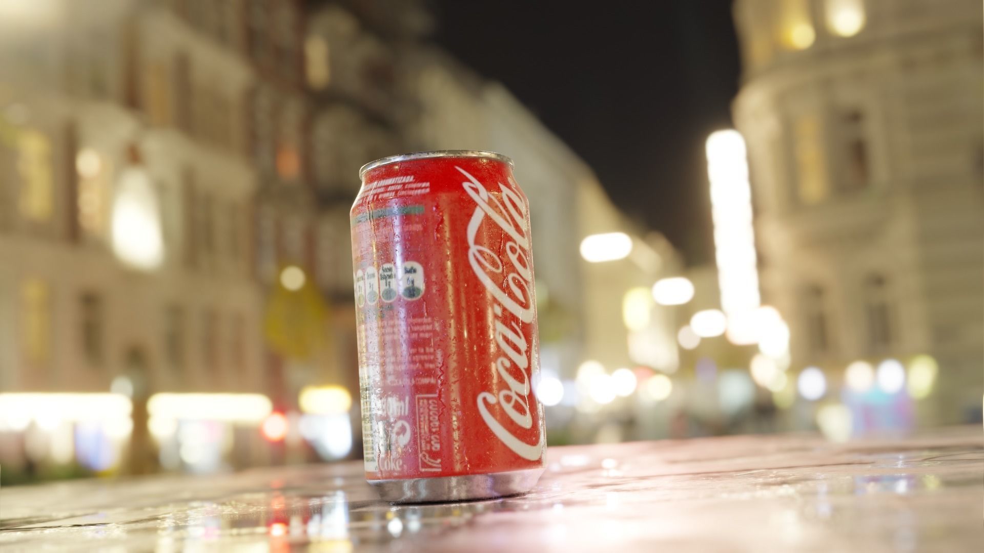 realistic cola model coca can on table at night 3D model | CGTrader