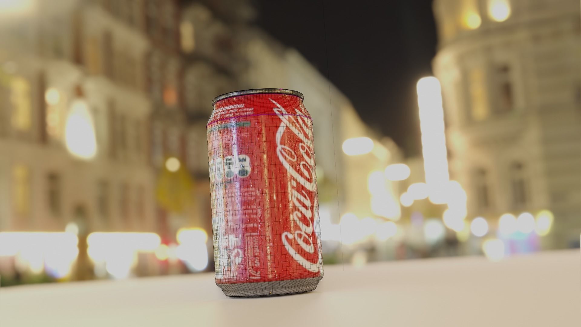 realistic cola model coca can on table at night 3D model | CGTrader