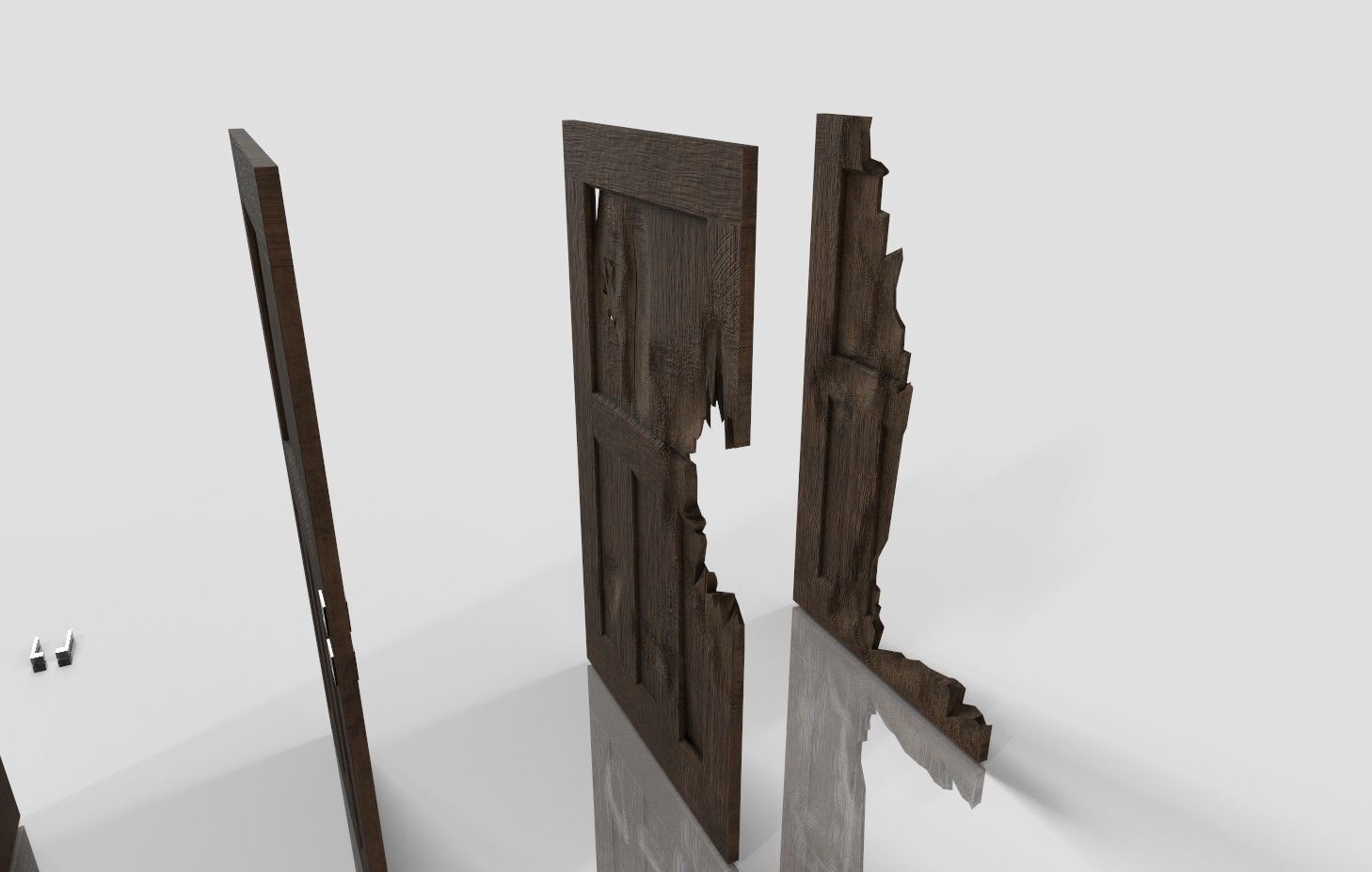 3D model Wood Door - Damage - Old VR / AR / low-poly | CGTrader