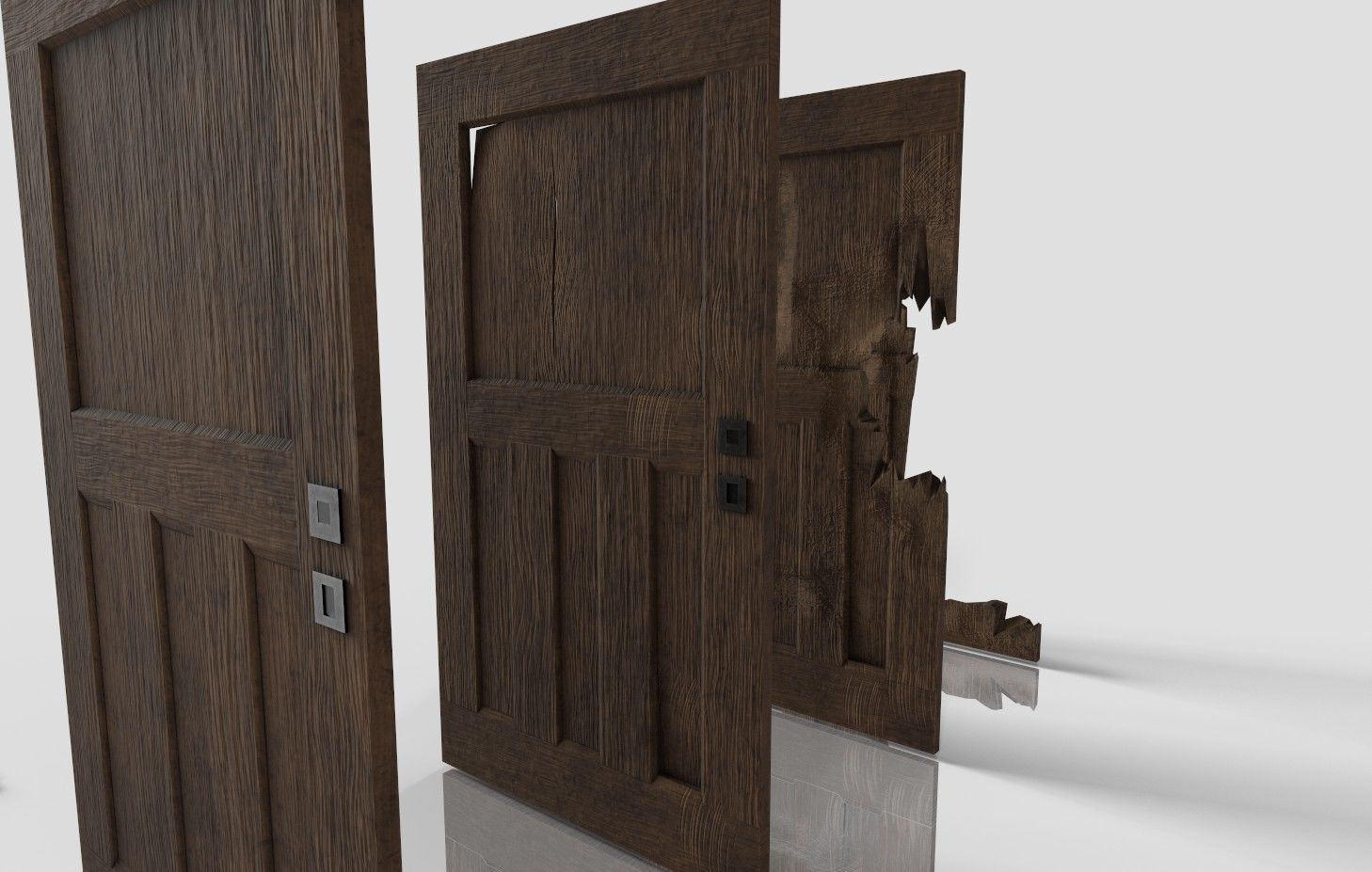 3D model Wood Door - Damage - Old VR / AR / low-poly | CGTrader