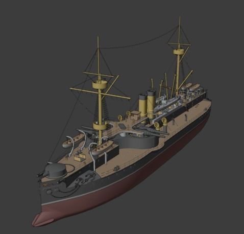 Chinese ironclad Dingyuan 3D model | CGTrader