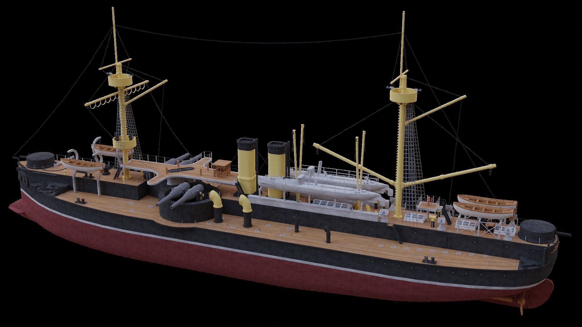 Chinese ironclad Dingyuan 3D model | CGTrader