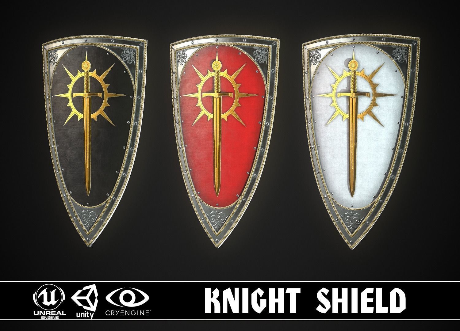 3D model Knight Shield 07 VR / AR / low-poly | CGTrader