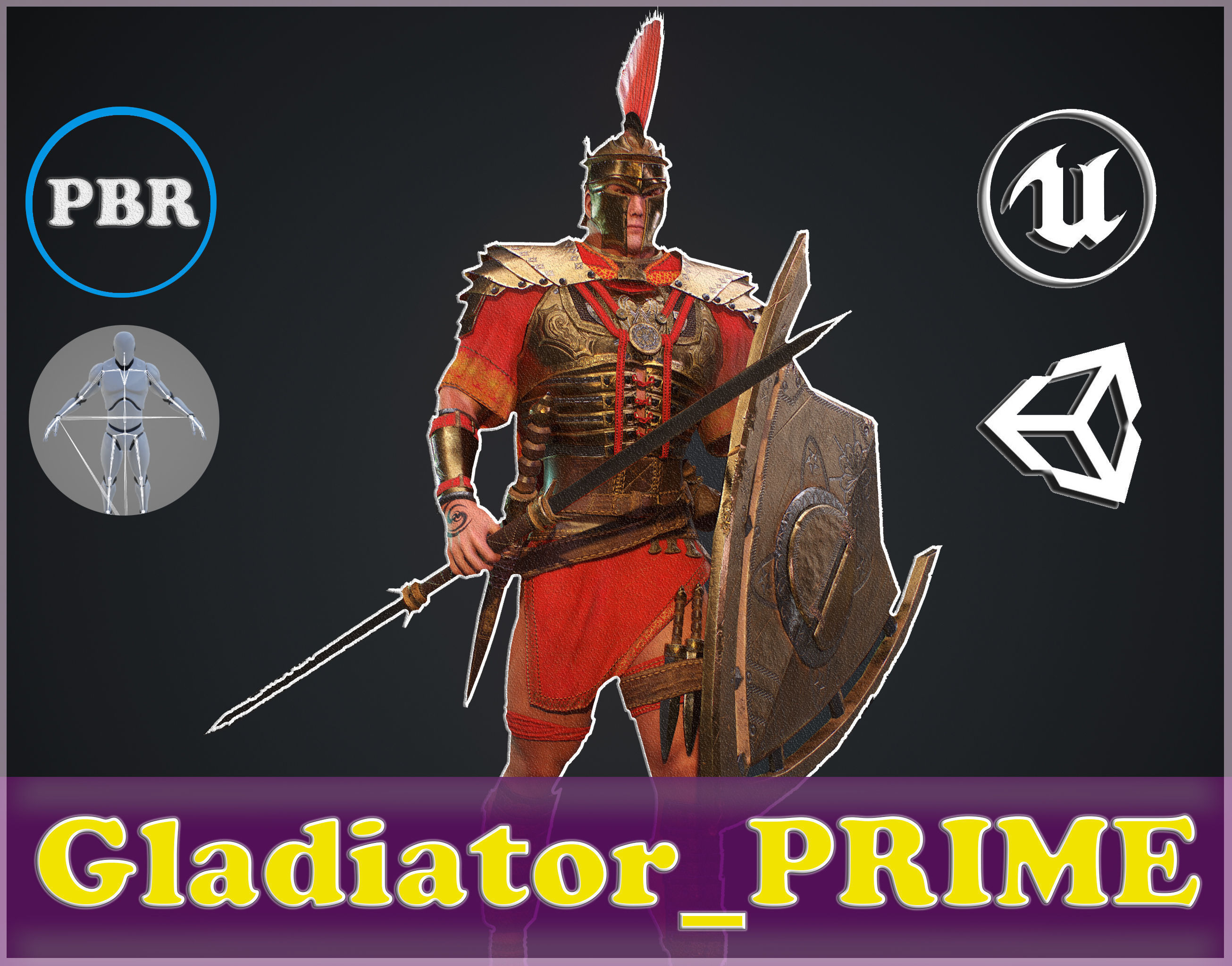 3D model Gladiator Prime VR / AR / low-poly rigged | CGTrader
