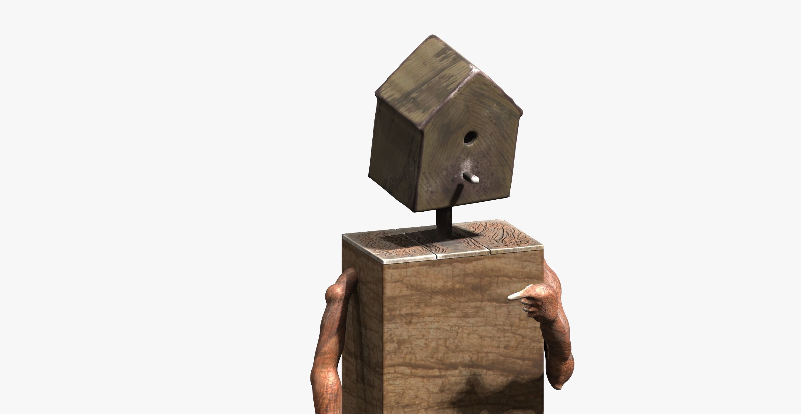 3D model Lowpoly wooden man bird cage and nest VR / AR / low-poly ...