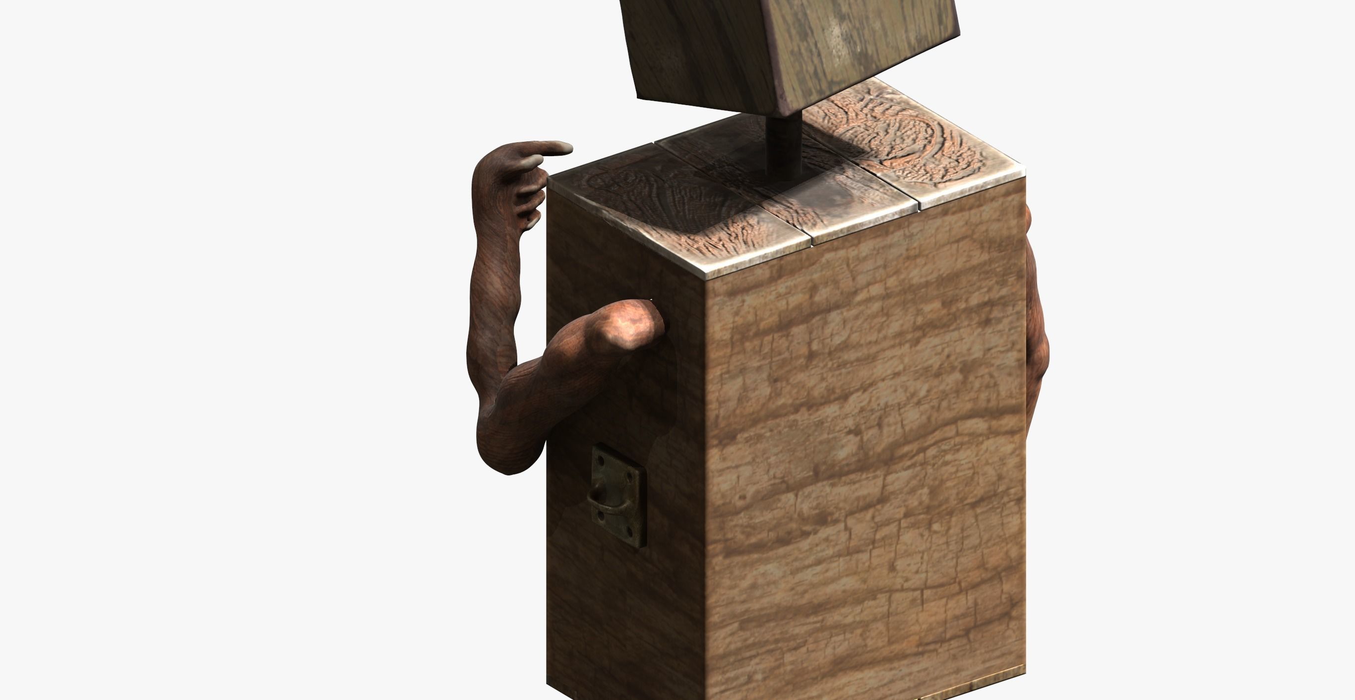 3D model Lowpoly wooden man bird cage and nest VR / AR / low-poly ...