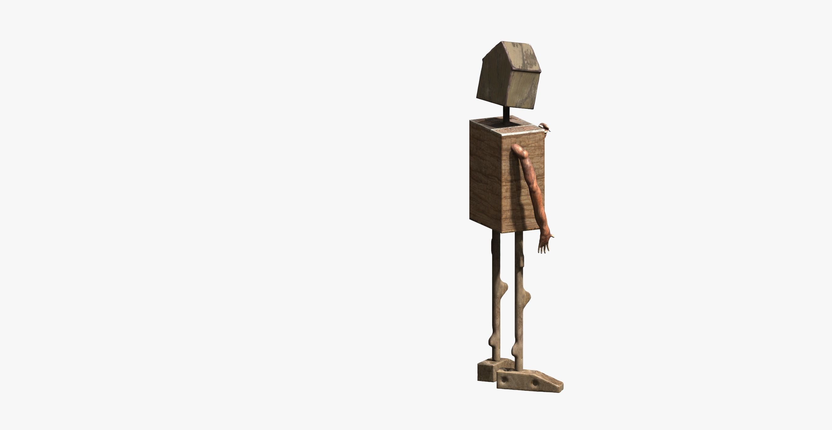 3D model Lowpoly wooden man bird cage and nest VR / AR / low-poly ...