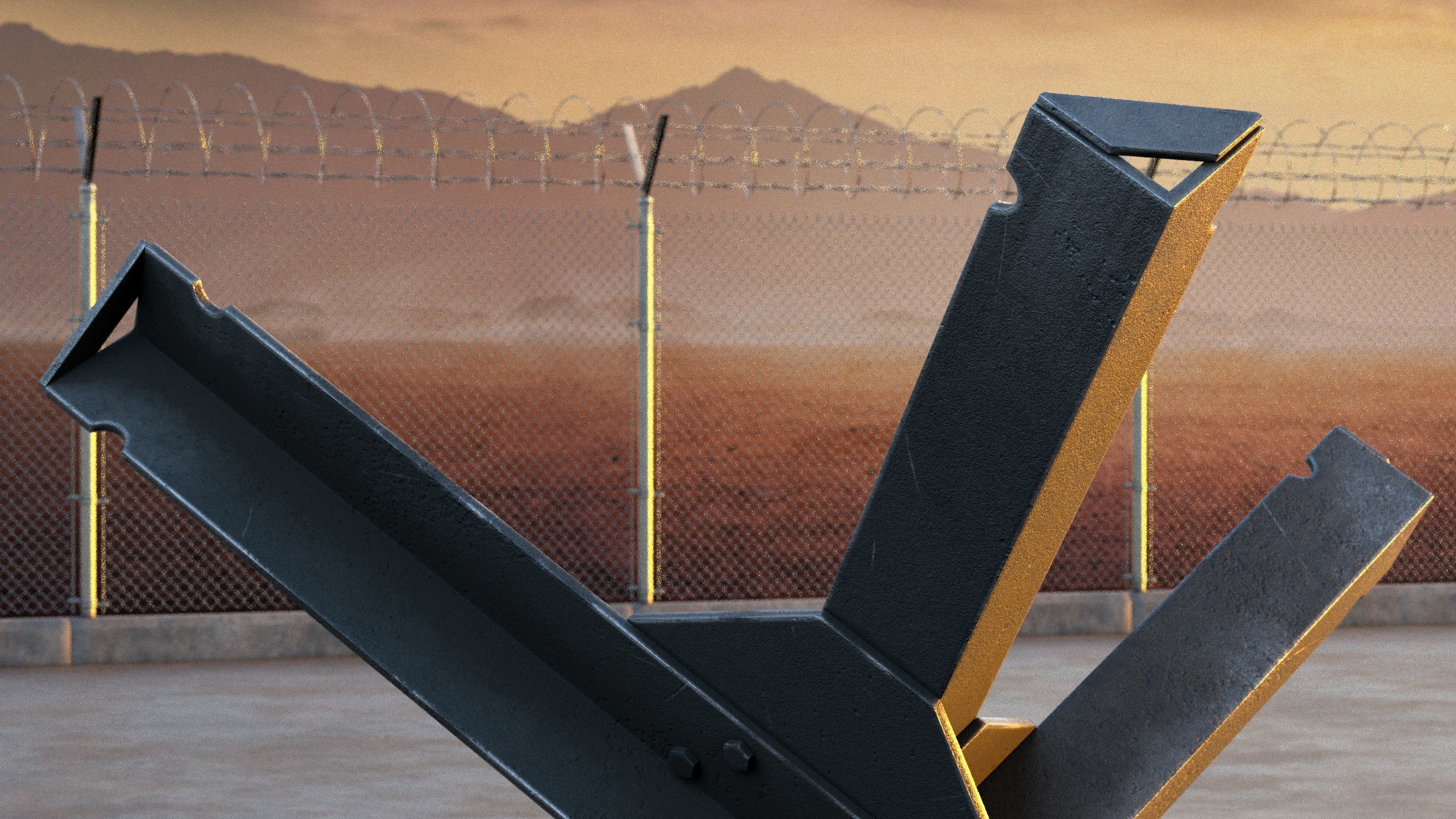 Czech Hedgehog Anti Tank Obstacle 3D 3D model | CGTrader