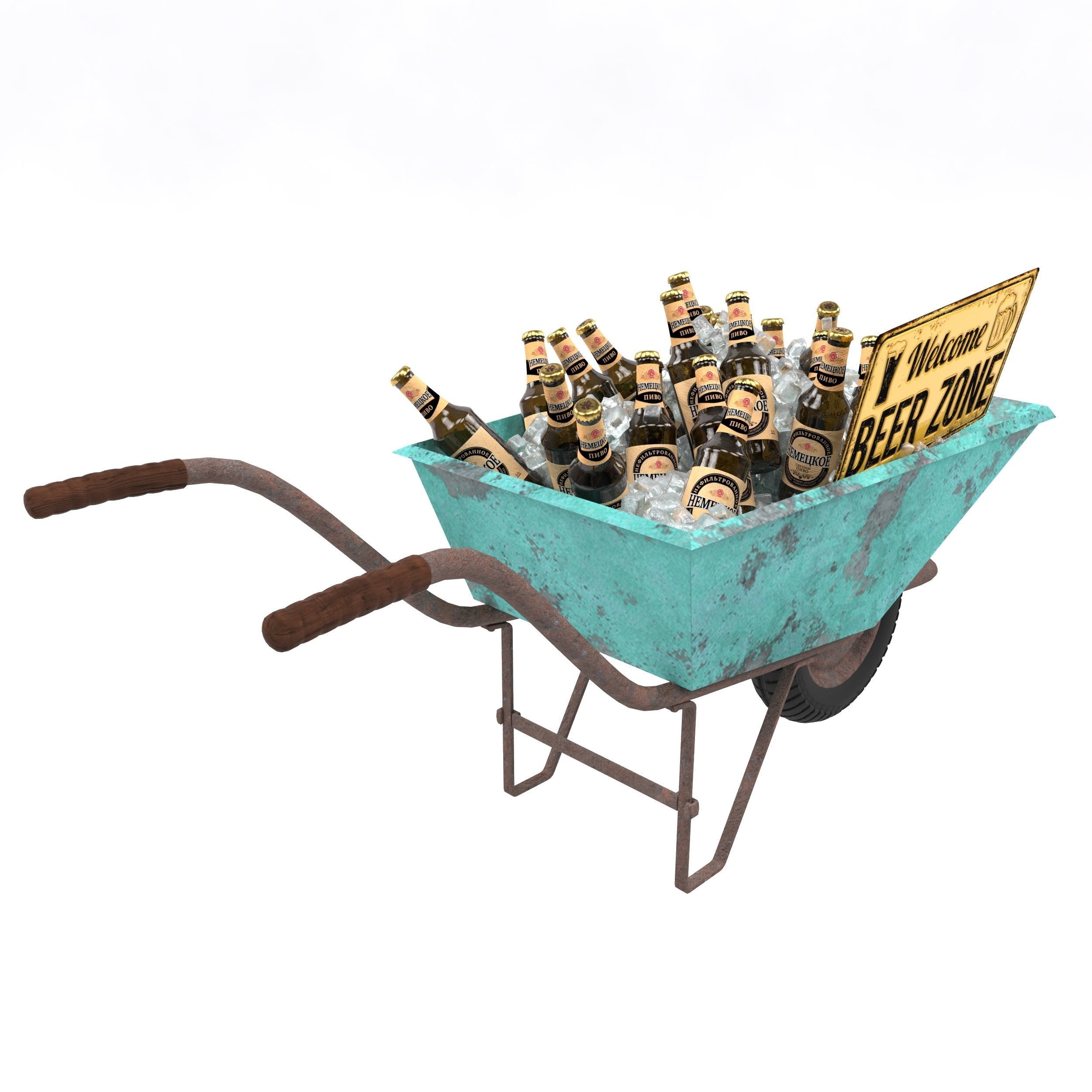 wheelbarrow with beer 3D model | CGTrader