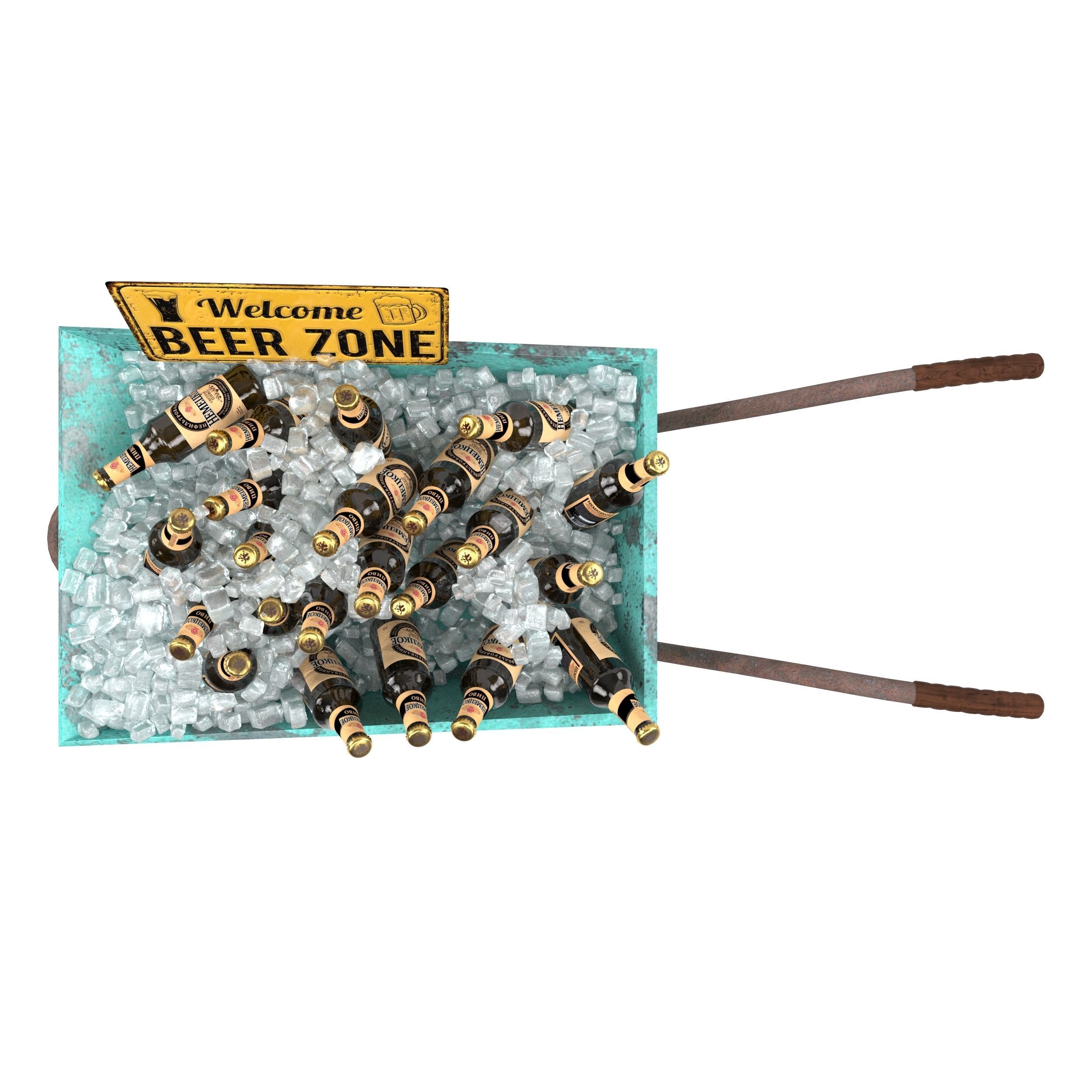 wheelbarrow with beer 3D model | CGTrader