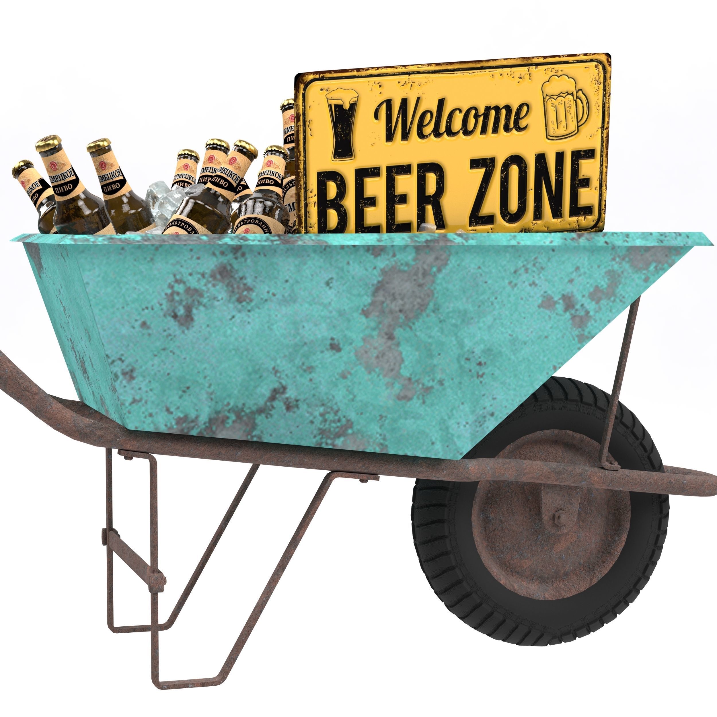 wheelbarrow with beer 3D model | CGTrader