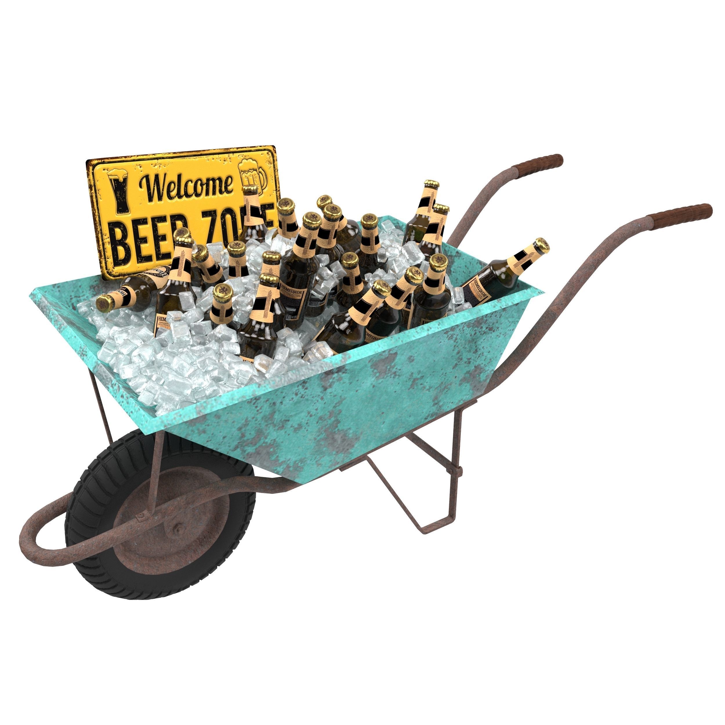 wheelbarrow with beer 3D model | CGTrader