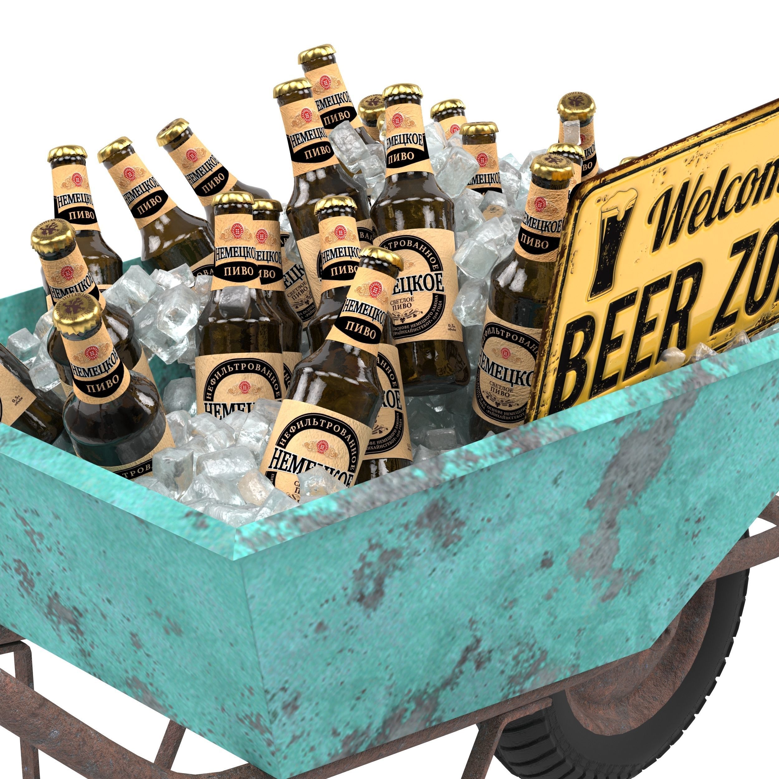 wheelbarrow with beer 3D model | CGTrader