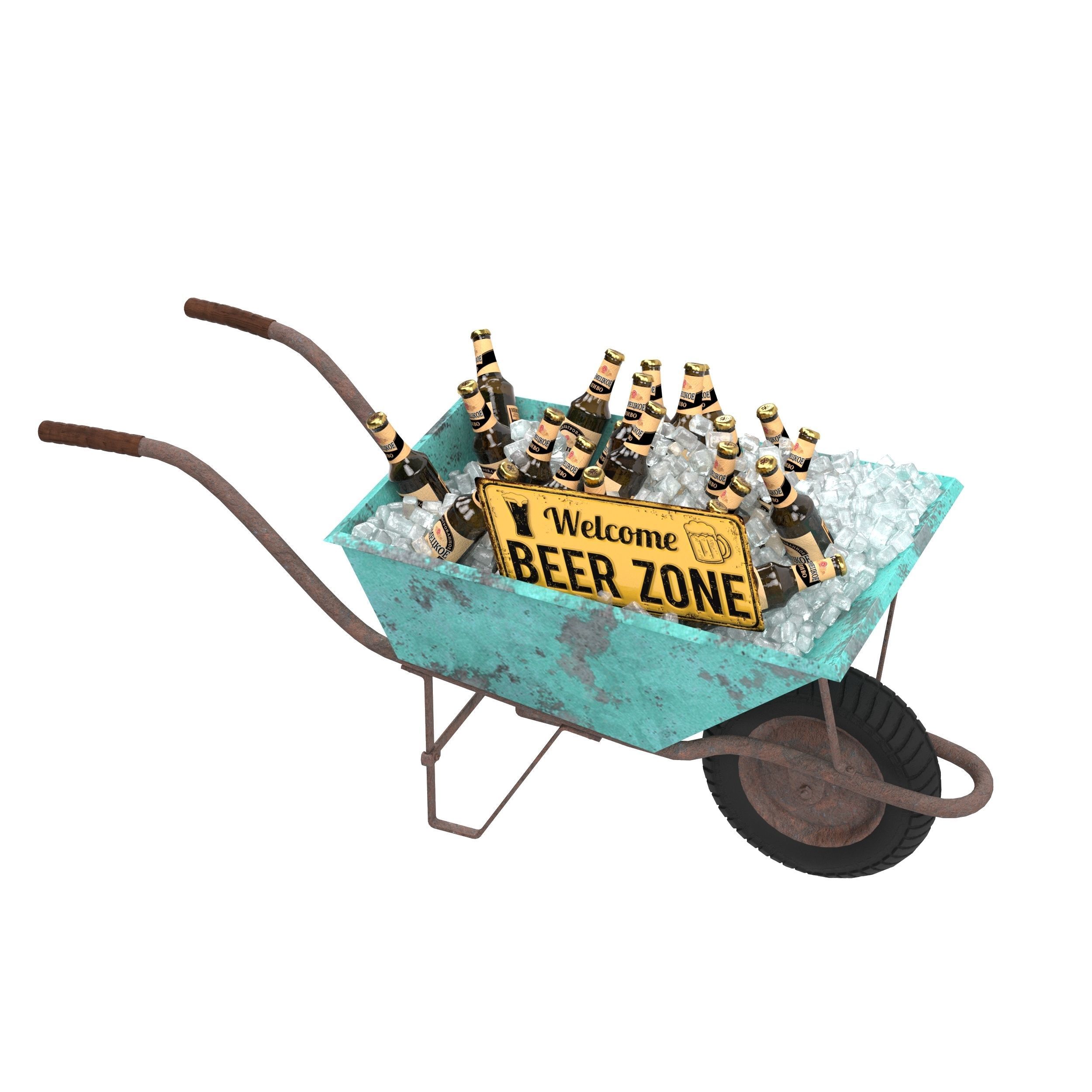 wheelbarrow with beer 3D model | CGTrader
