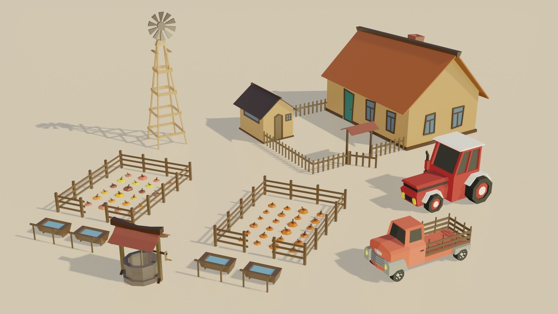 3D model Farmland Themed LOW POLY Collection VR / AR / low-poly | CGTrader