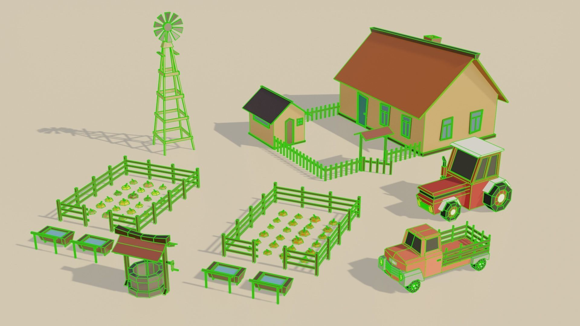 3D model Farmland Themed LOW POLY Collection VR / AR / low-poly | CGTrader