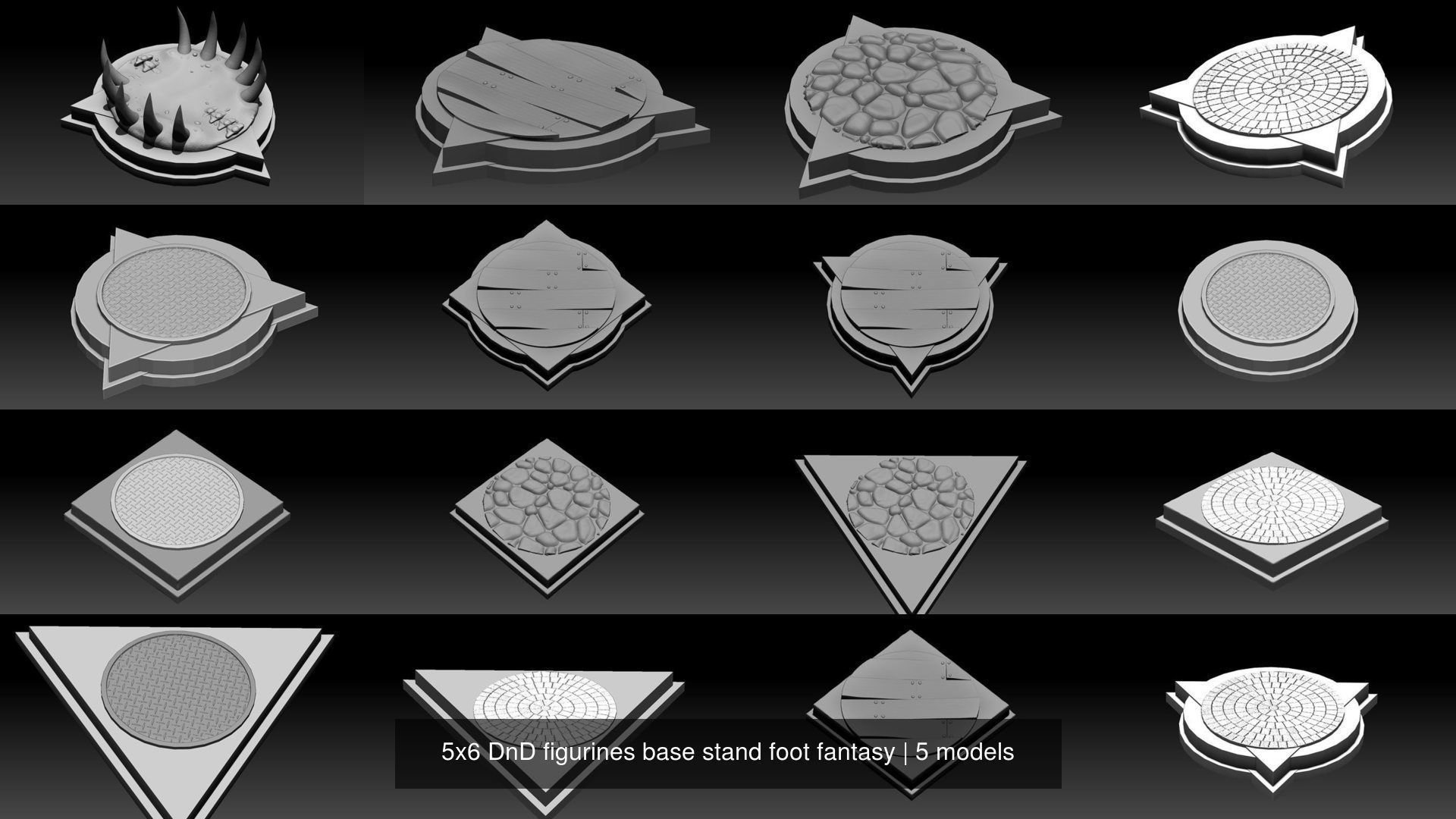5x6 DnD figurines base stand foot fantasy 3D Model Collection | CGTrader