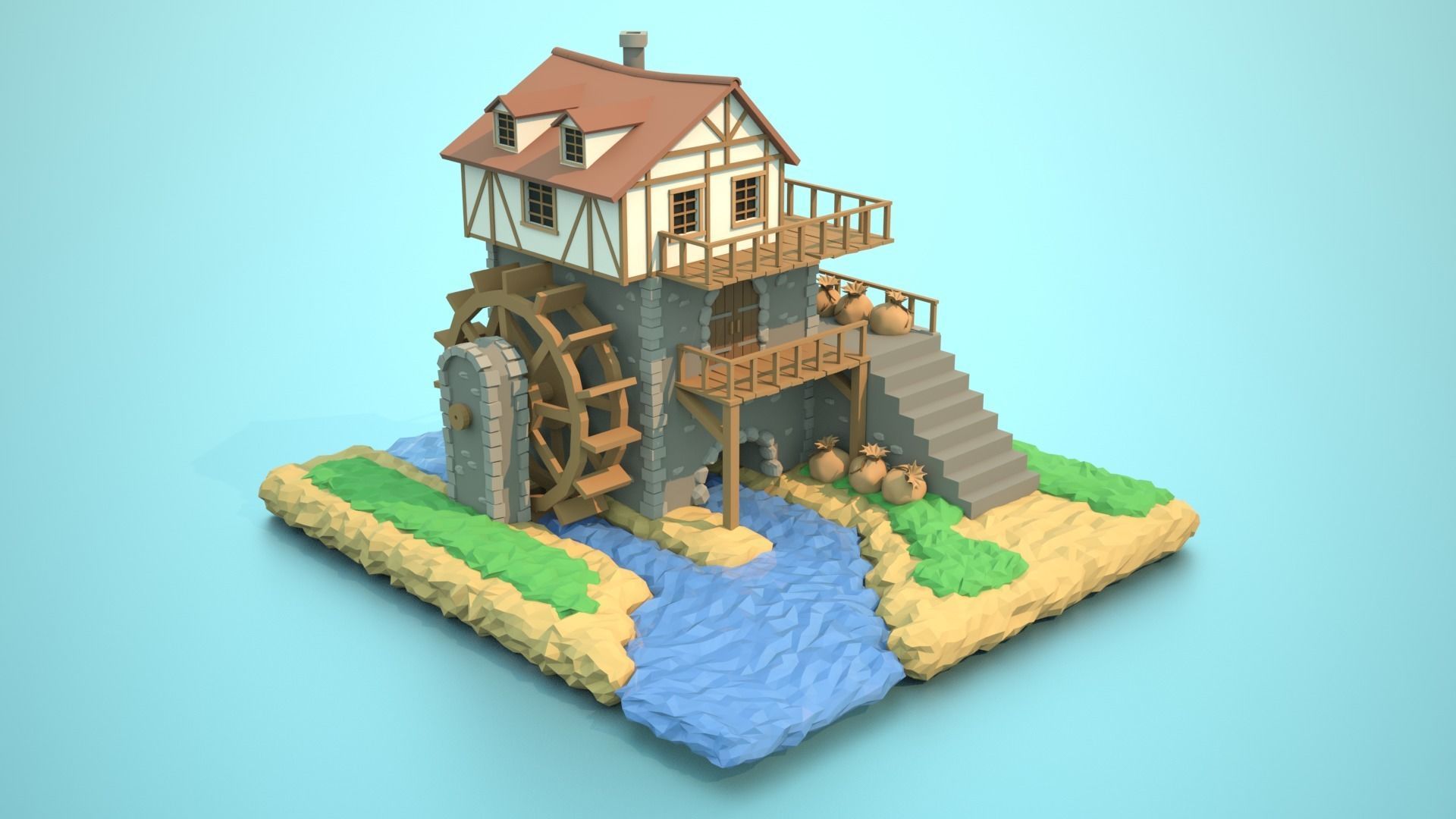3D model Water Mill VR / AR / low-poly | CGTrader