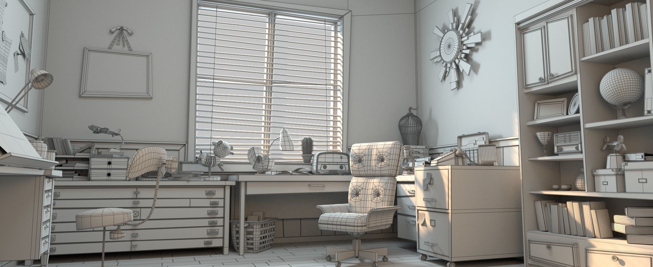 Cartoon Study Room 3D model | CGTrader