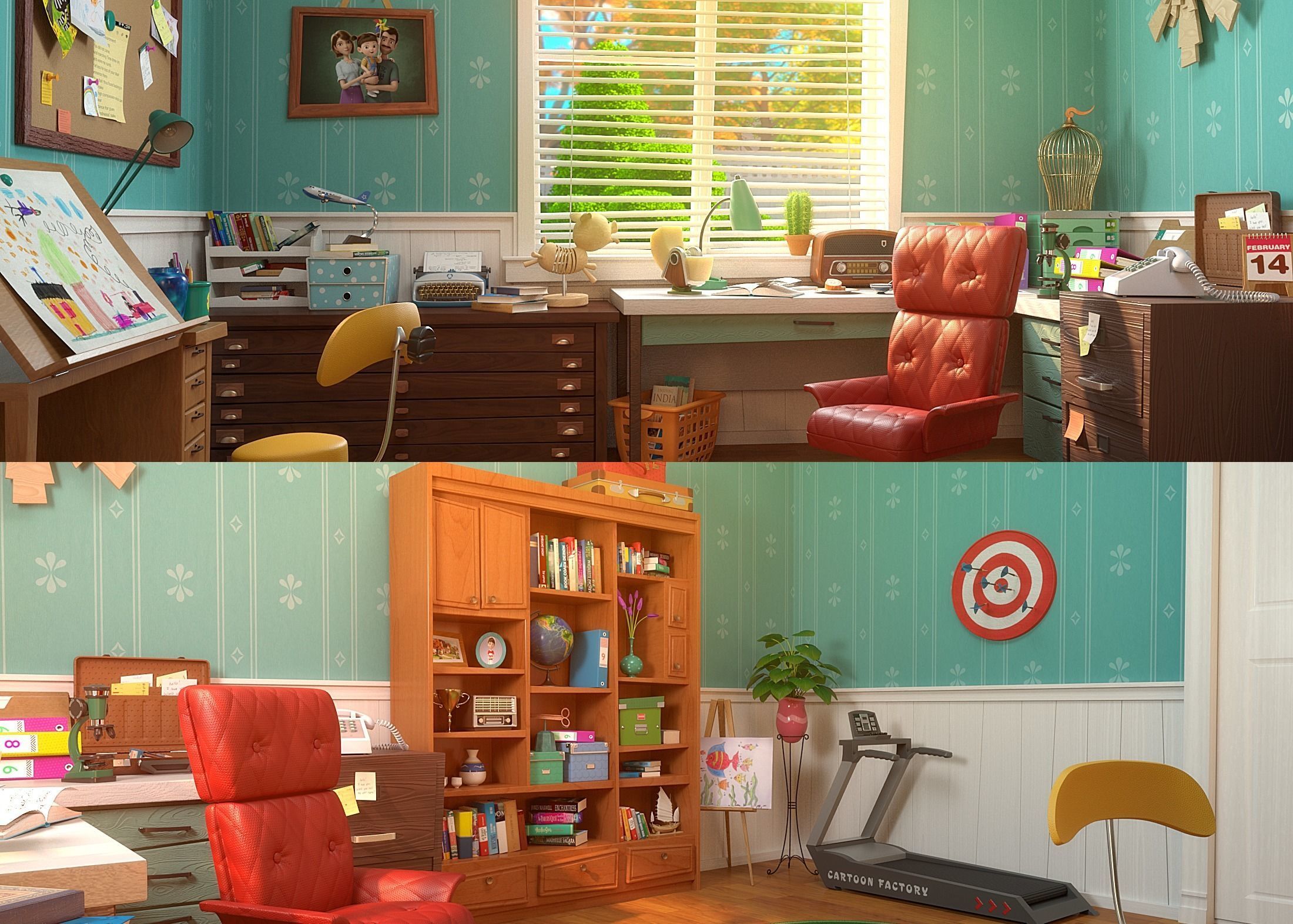 Cartoon Study Room 3D model | CGTrader