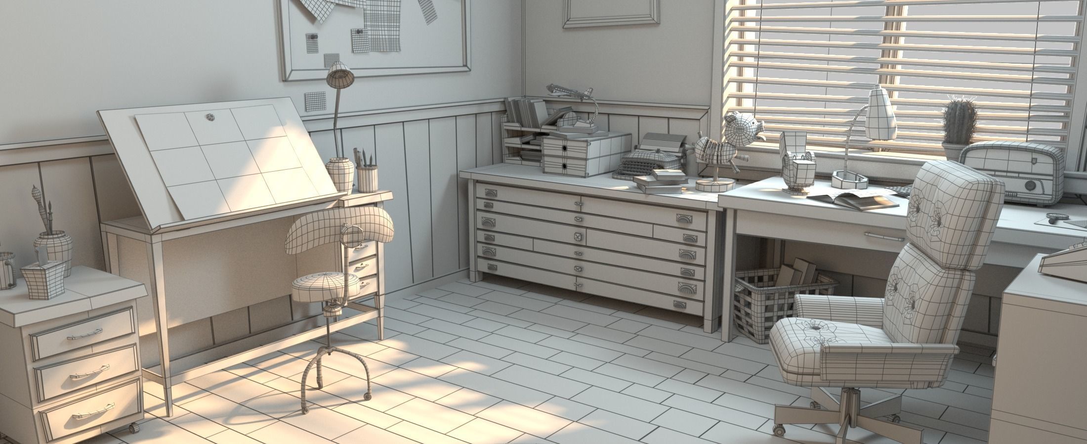 Cartoon Study Room 3D model | CGTrader