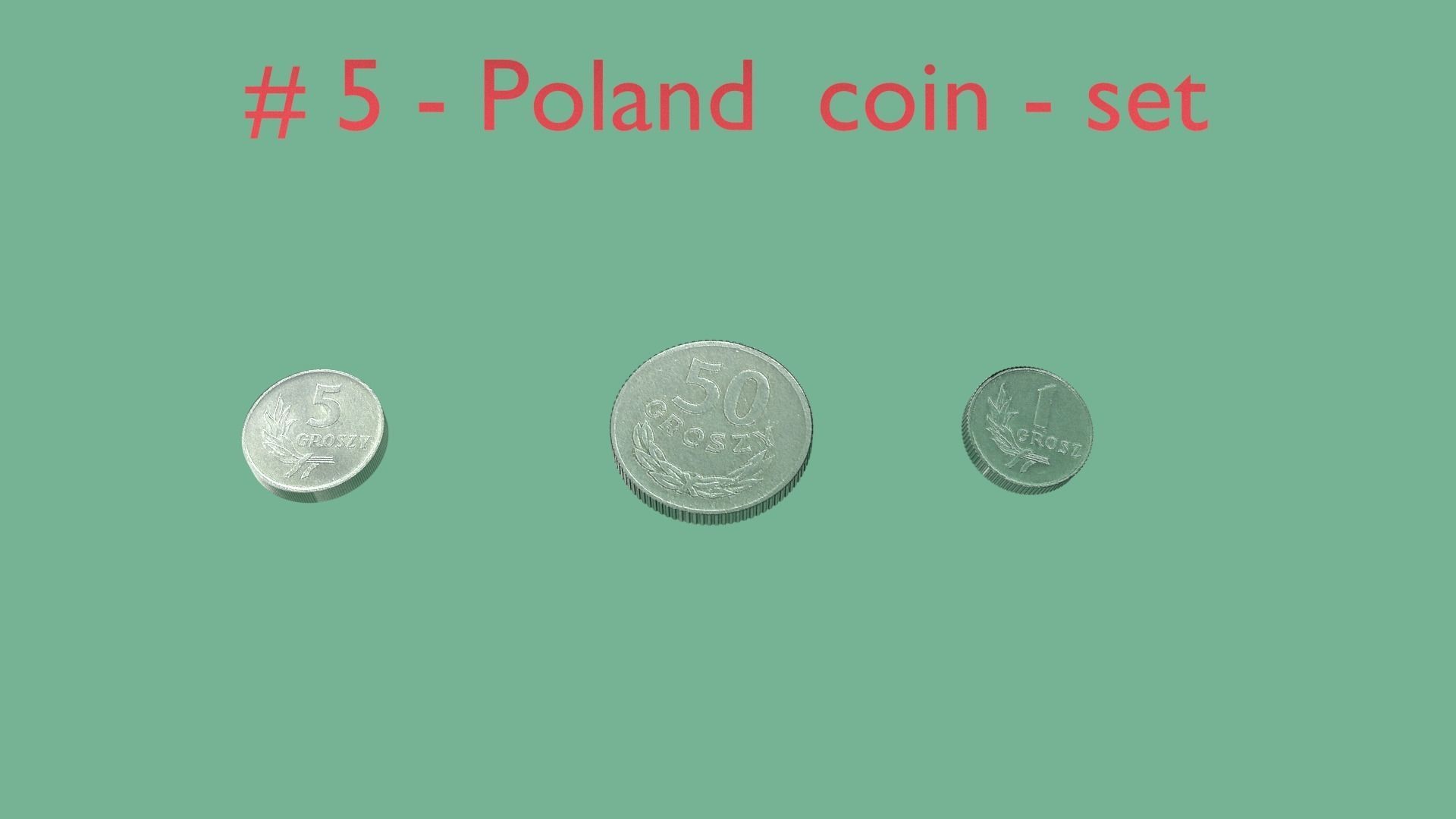 Poland - Polska - coin - set model - 5 3D model | CGTrader