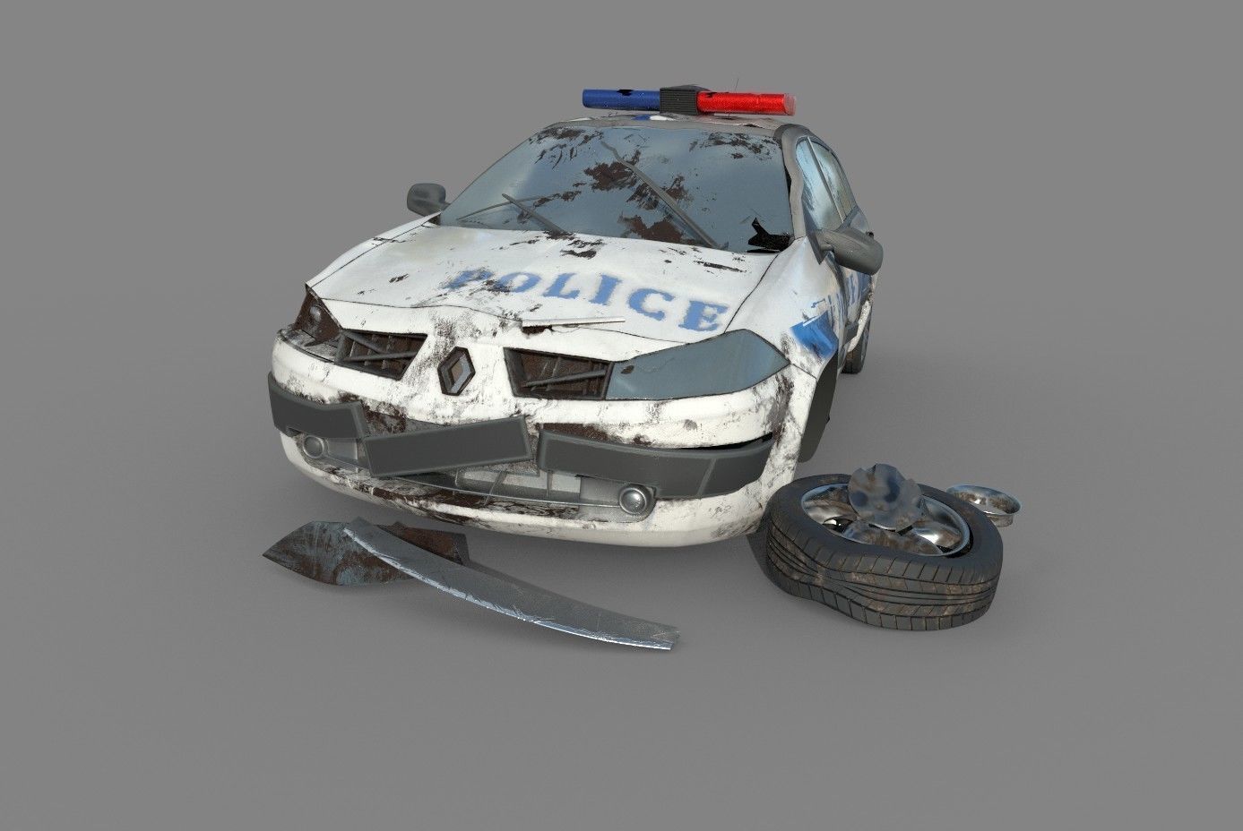 3D model Wrecked destroyed police car 3D model VR / AR / low-poly ...
