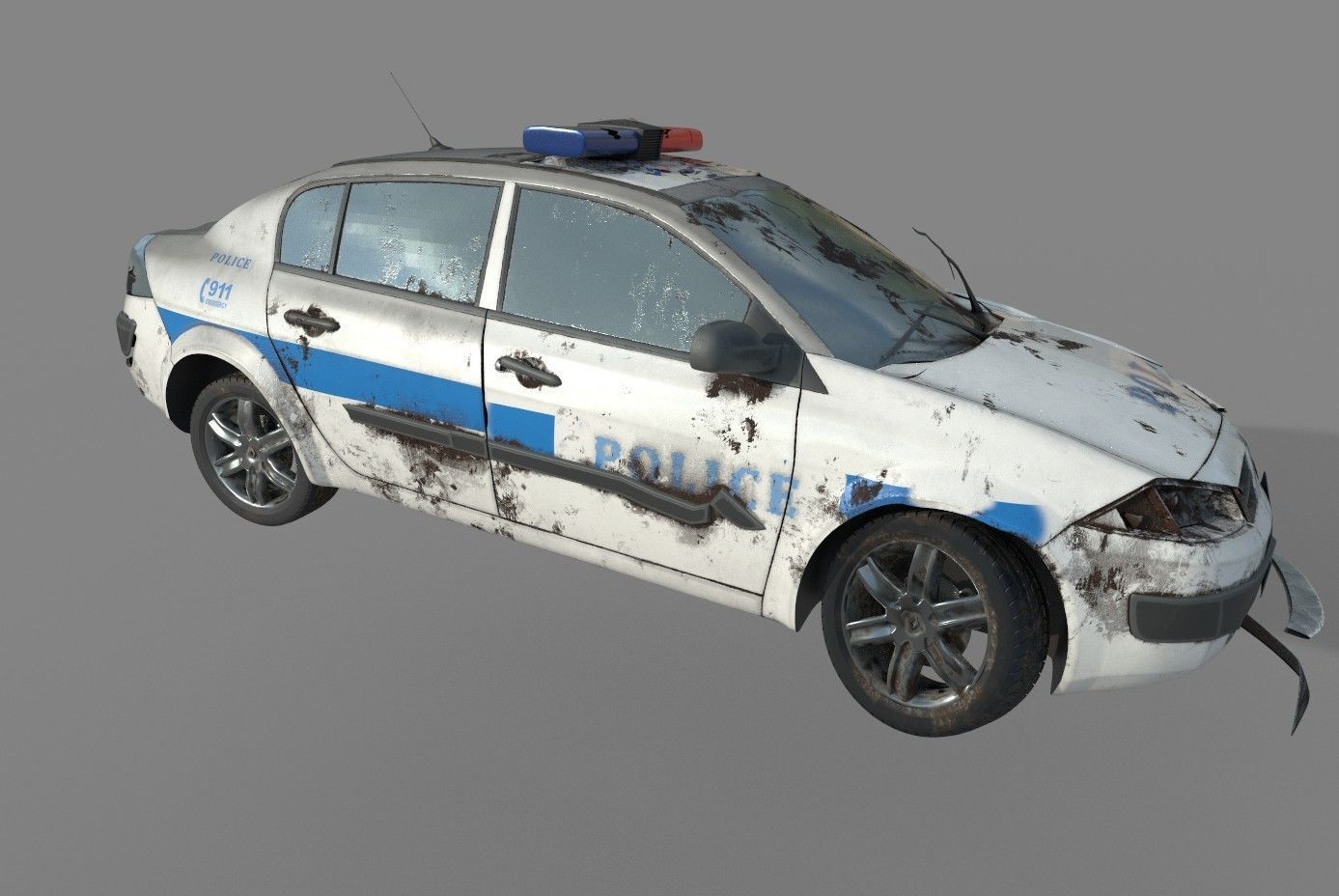 3D model Wrecked destroyed police car 3D model VR / AR / low-poly ...