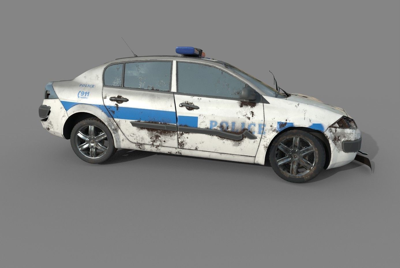 3D model Wrecked destroyed police car 3D model VR / AR / low-poly ...