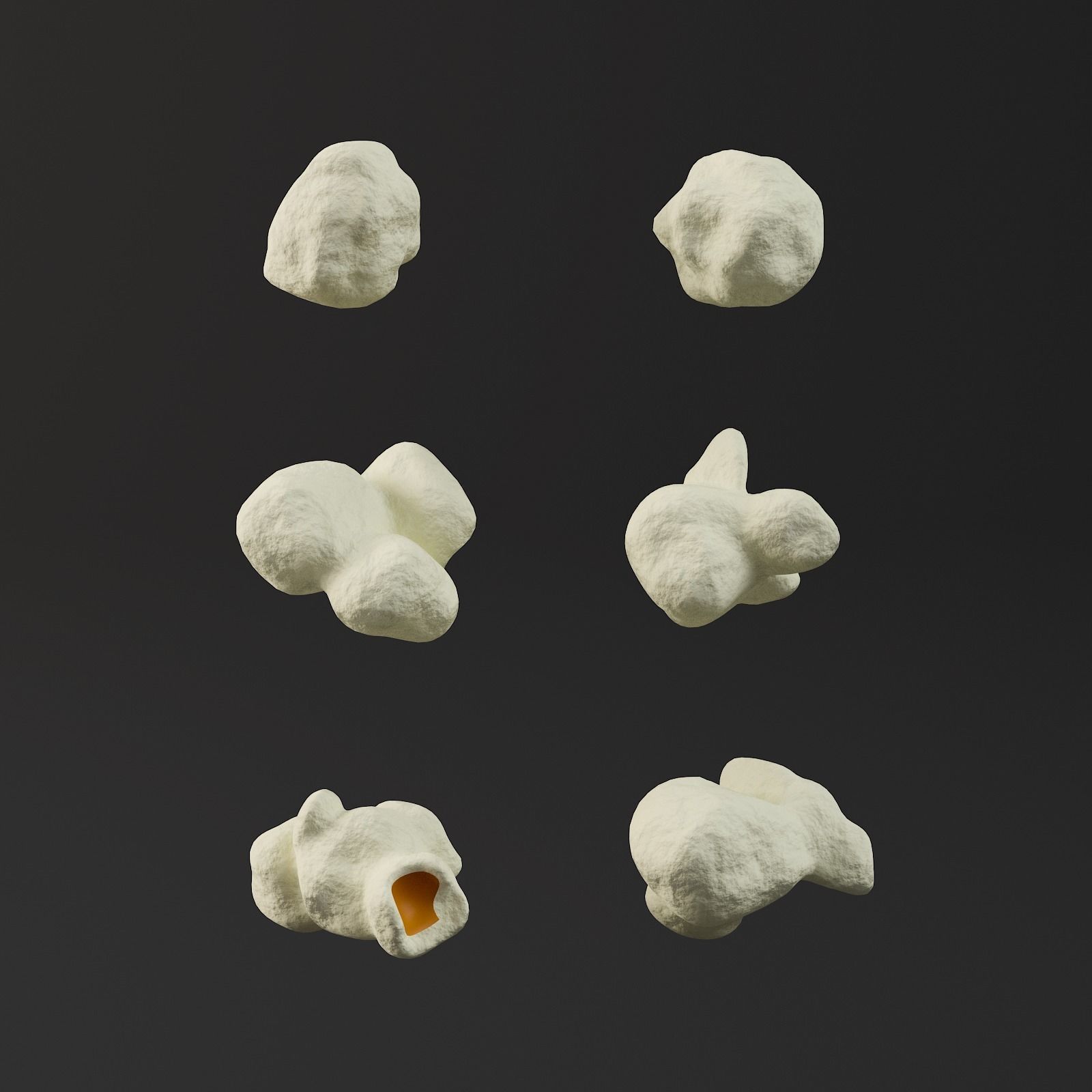 Popcorn kernels 3D model | CGTrader