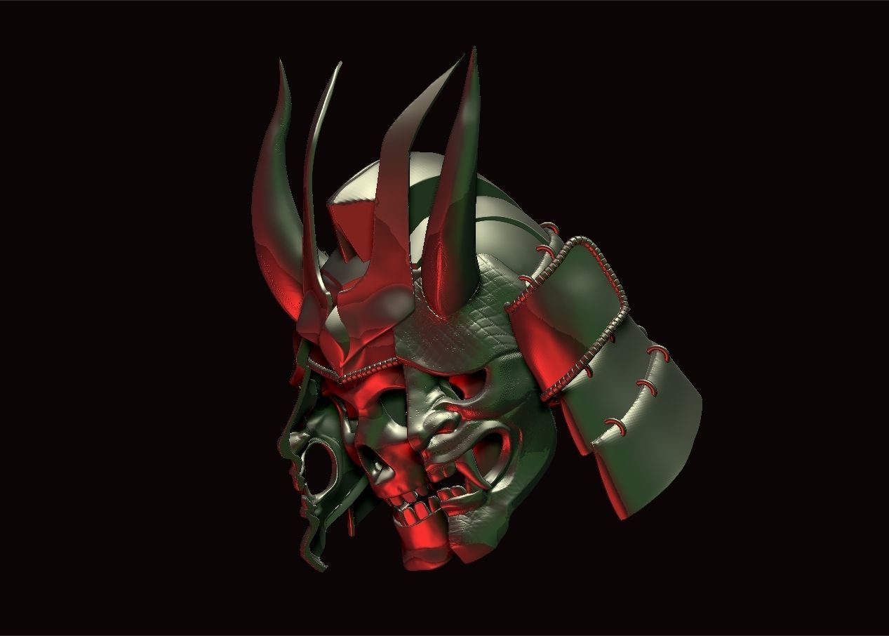 skull demon samurai helmet model 3D model 3D printable | CGTrader