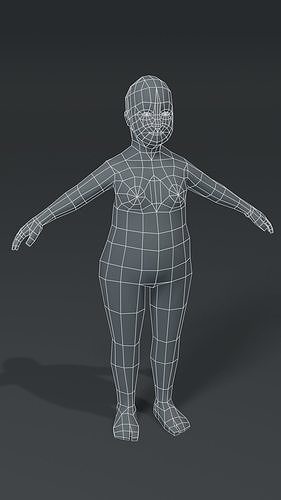 3D model Fat Girl Kid Body Base Mesh 3D Model 1000 Polygons VR / AR ...
