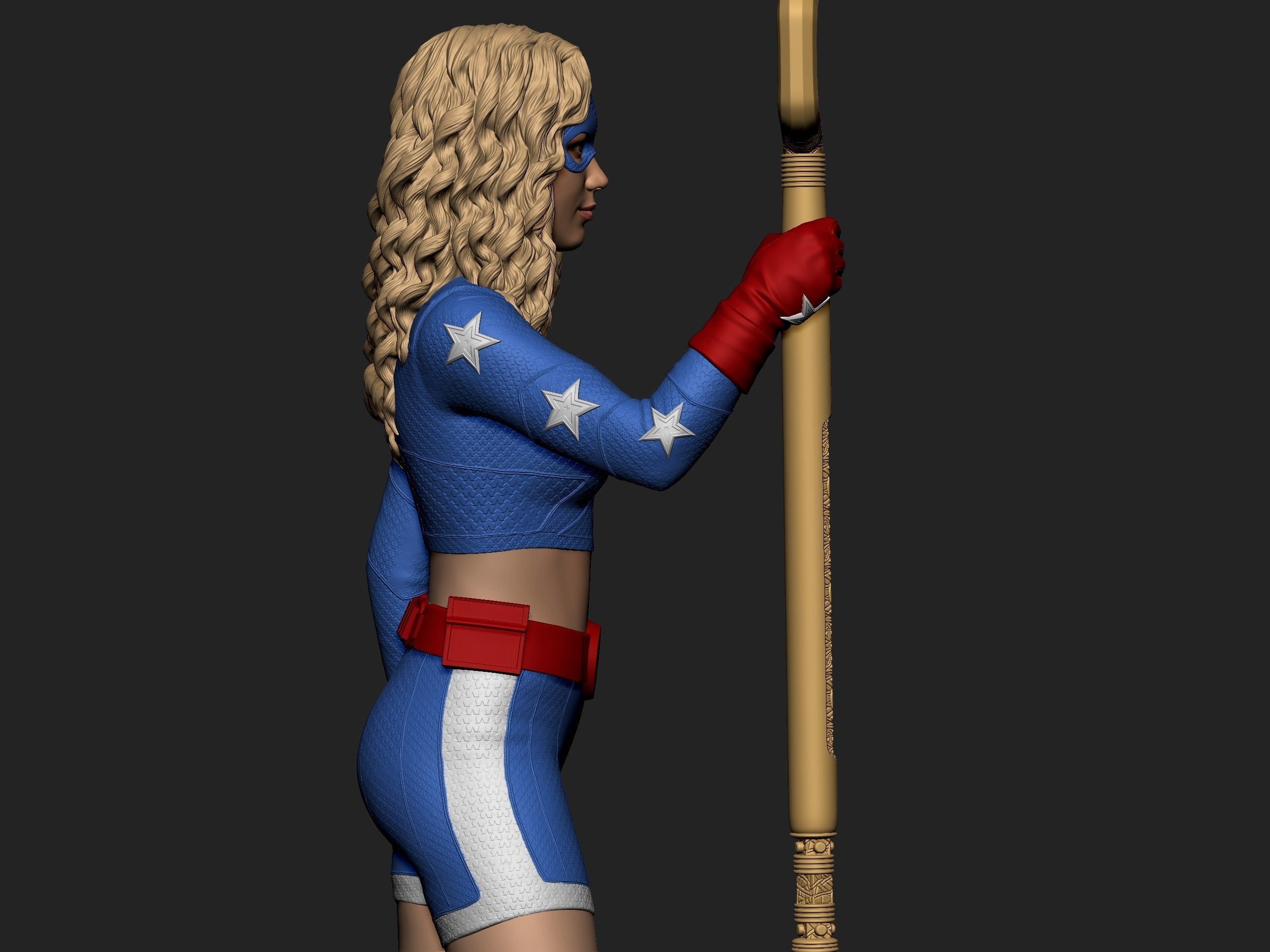 Stargirl captain america statue with spear 3D model 3D printable | CGTrader