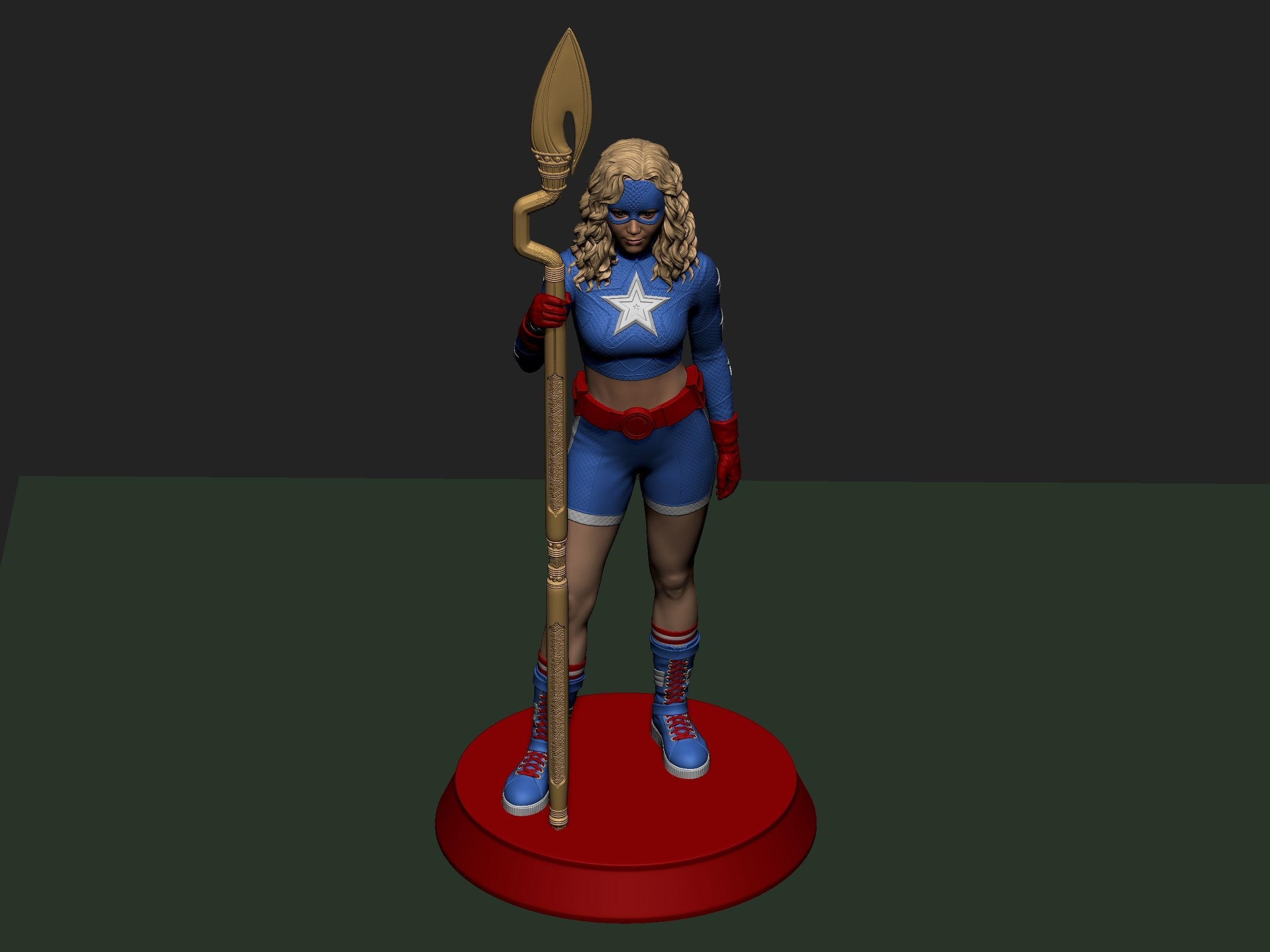 Stargirl captain america statue with spear 3D model 3D printable | CGTrader