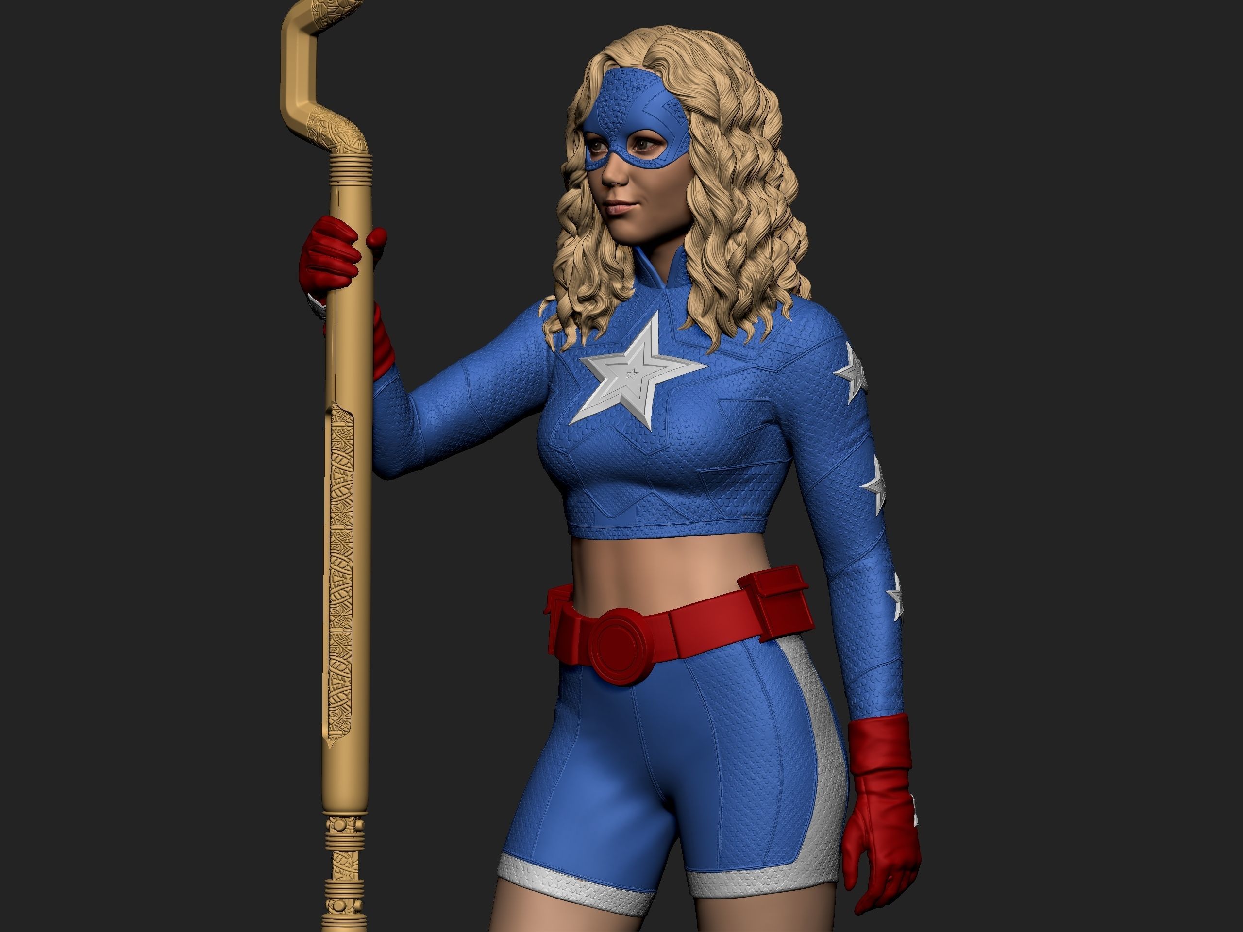 Stargirl captain america statue with spear 3D model 3D printable | CGTrader
