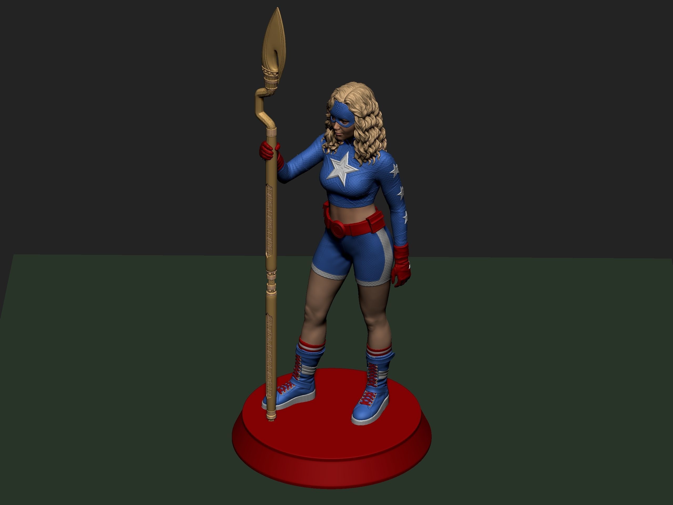 Stargirl captain america statue with spear 3D model 3D printable | CGTrader