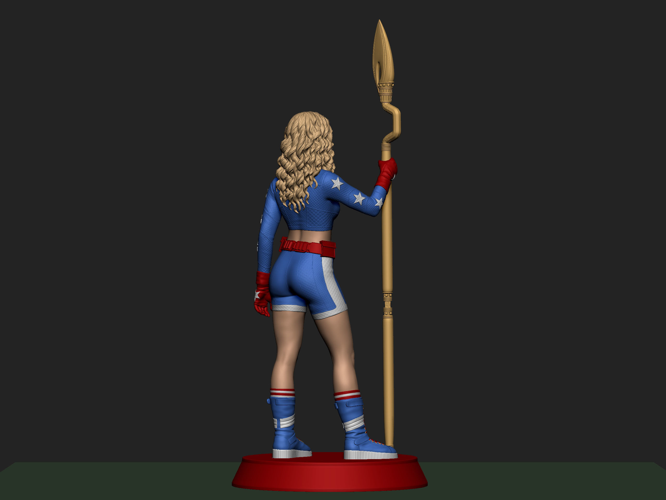 Stargirl captain america statue with spear 3D model 3D printable | CGTrader