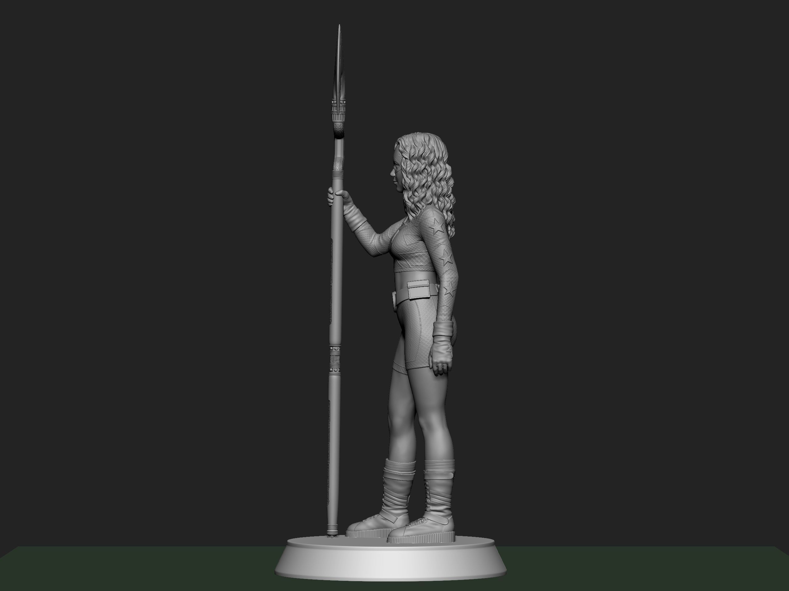 Stargirl captain america statue with spear 3D model 3D printable | CGTrader
