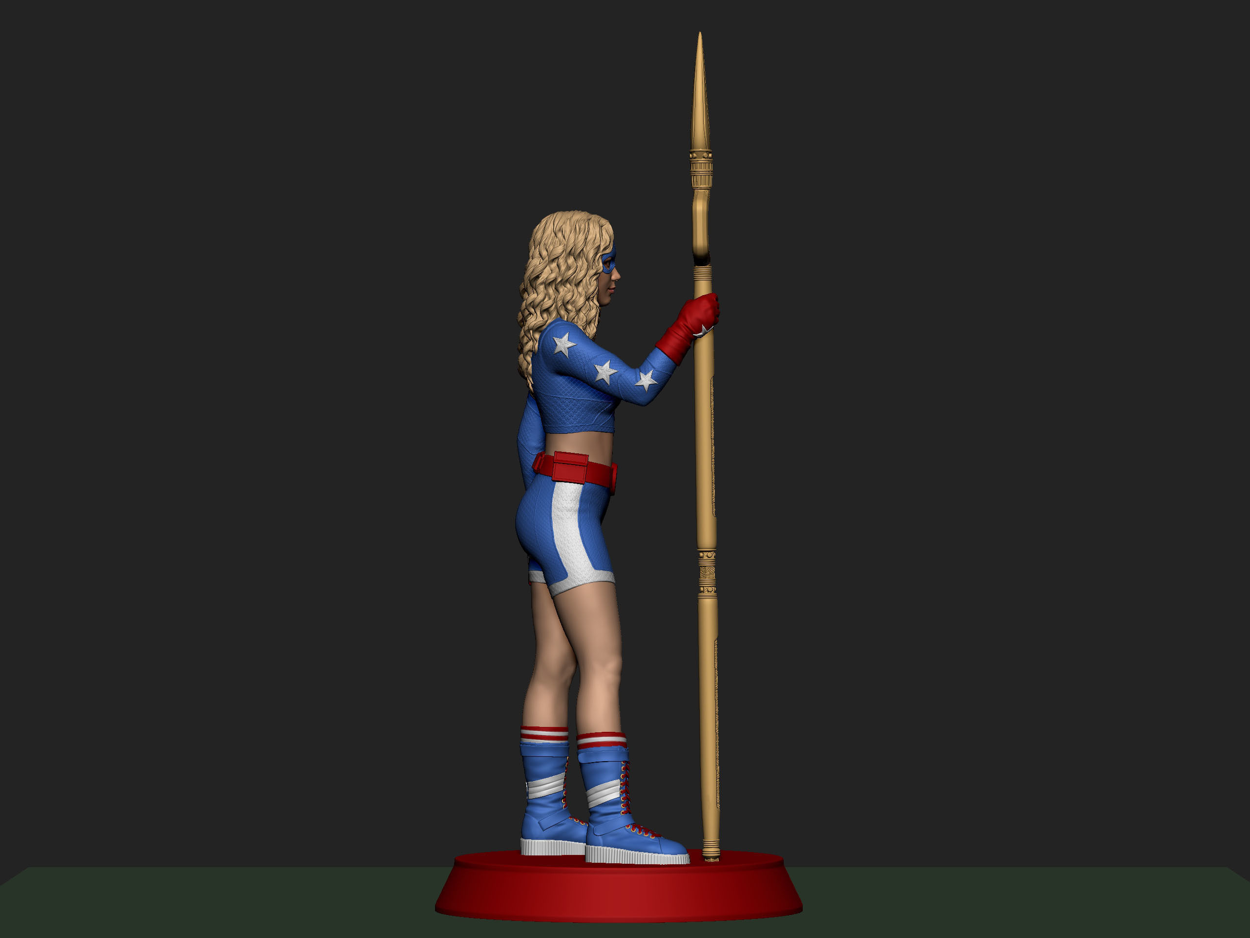 Stargirl captain america statue with spear 3D model 3D printable | CGTrader
