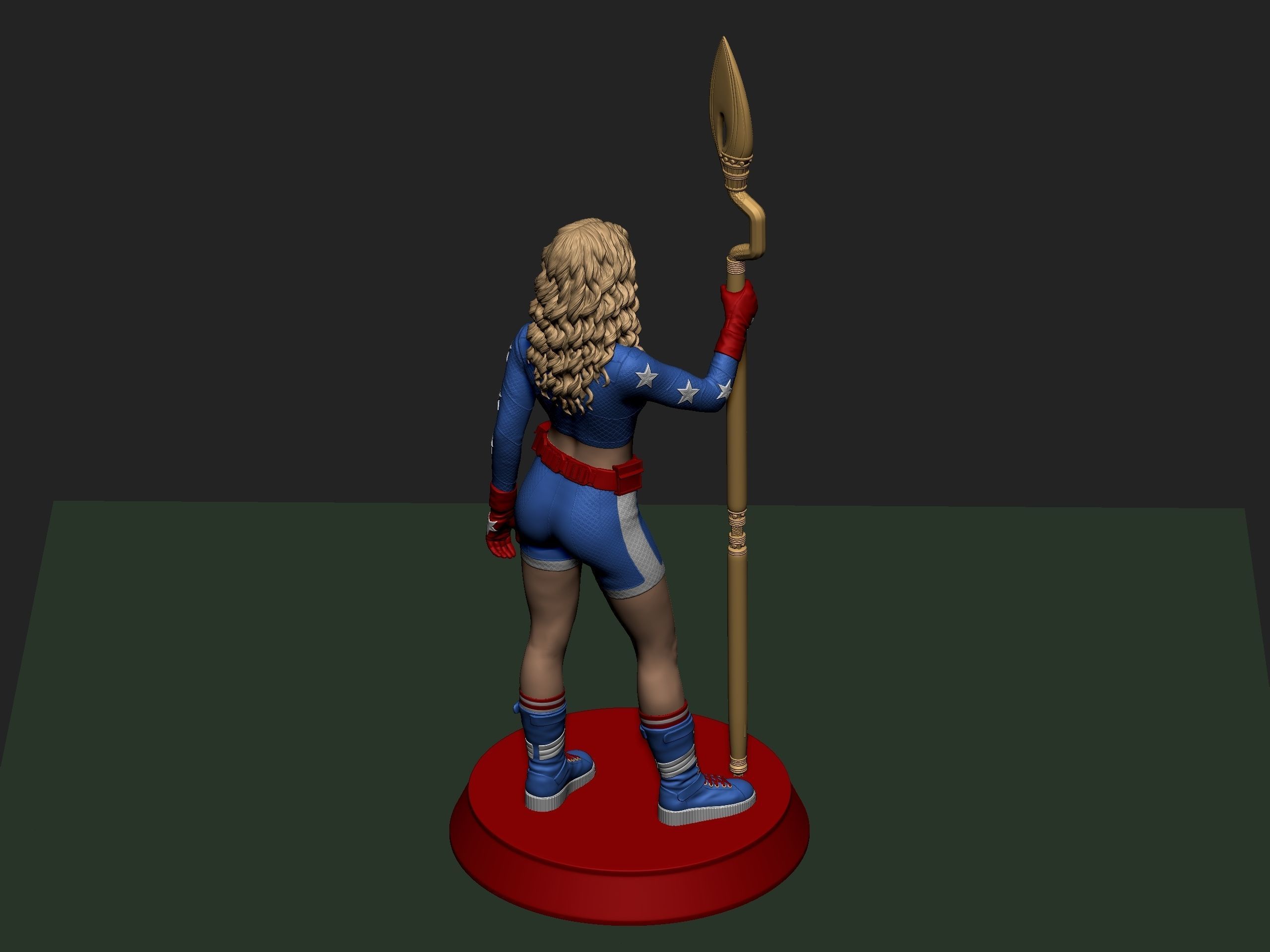 Stargirl captain america statue with spear 3D model 3D printable | CGTrader