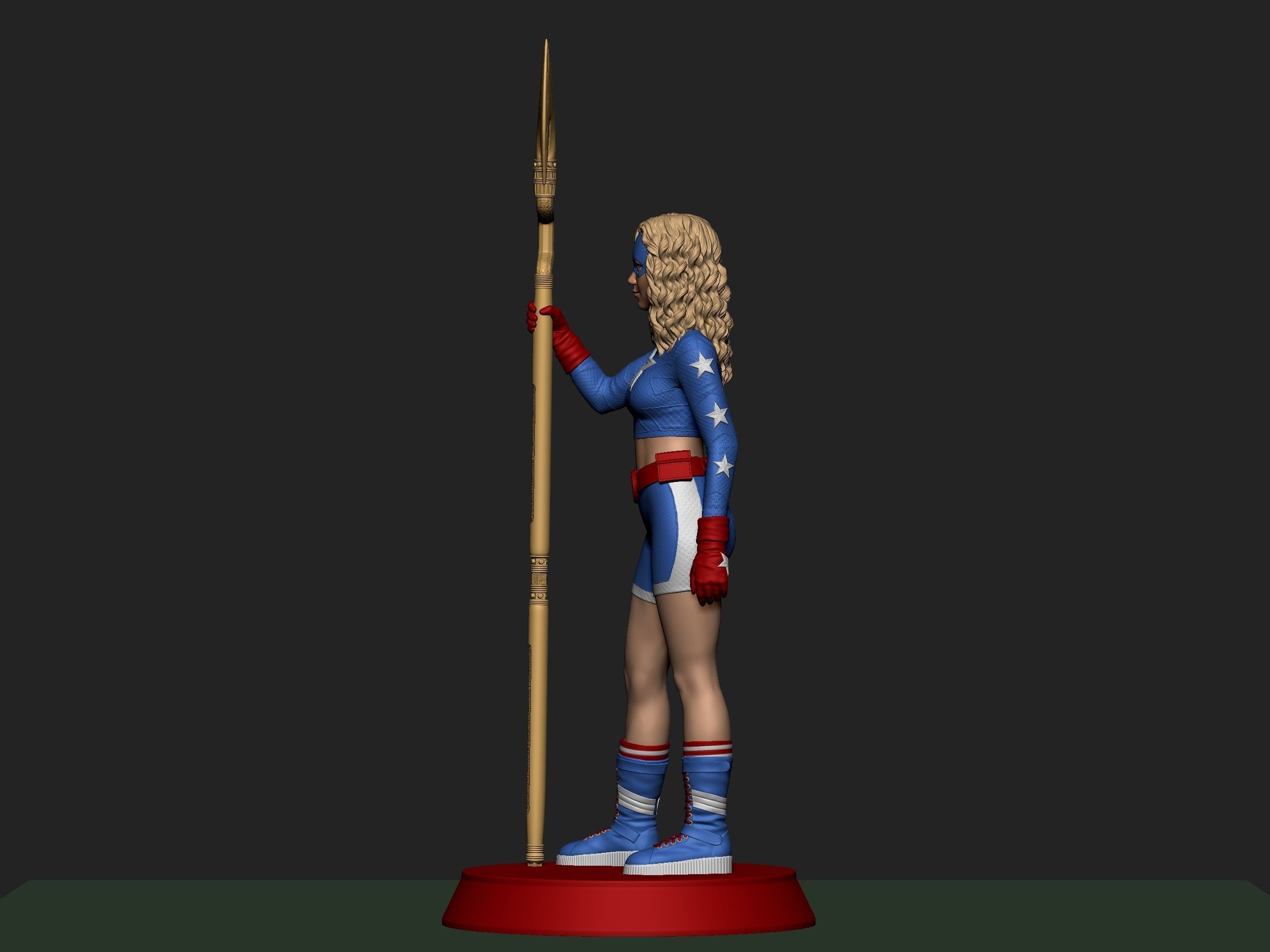 Stargirl captain america statue with spear 3D model 3D printable | CGTrader