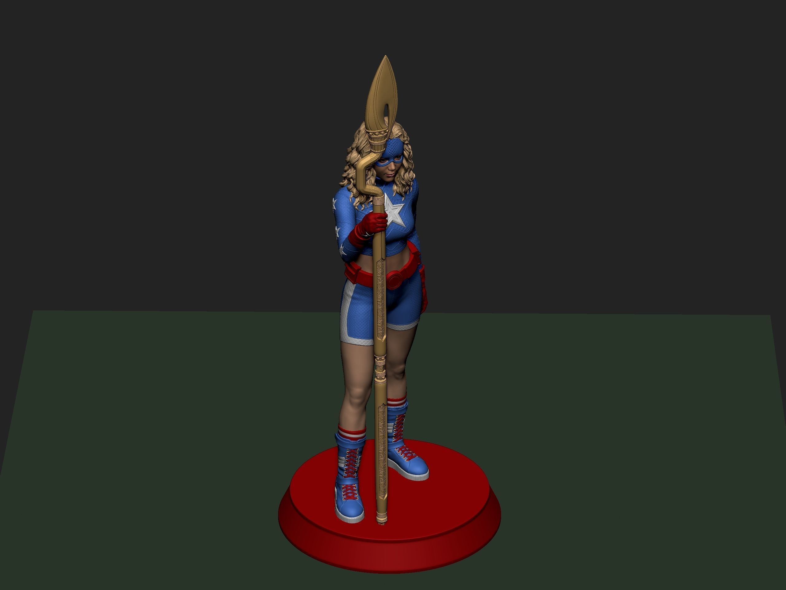 Stargirl captain america statue with spear 3D model 3D printable | CGTrader