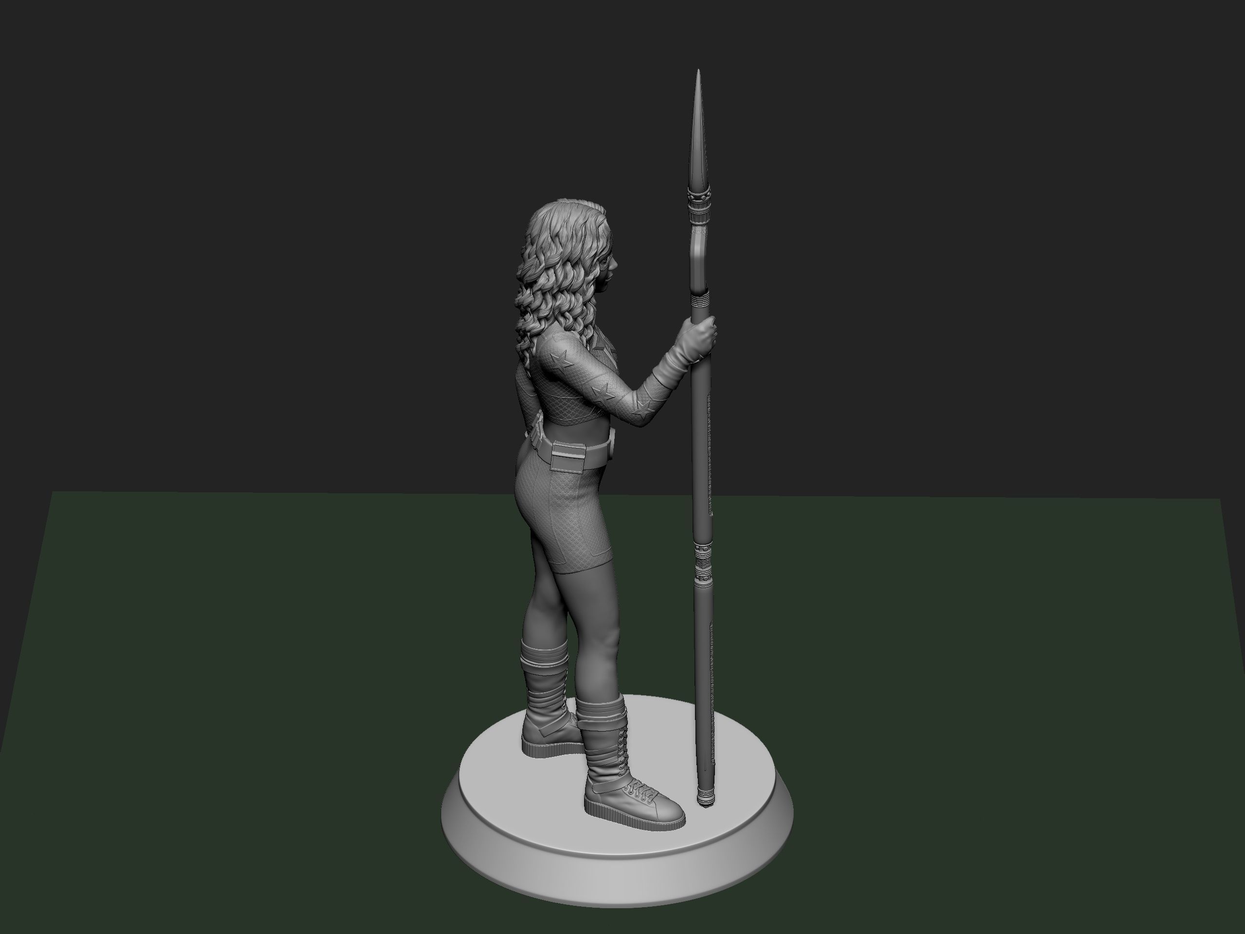 Stargirl captain america statue with spear 3D model 3D printable | CGTrader